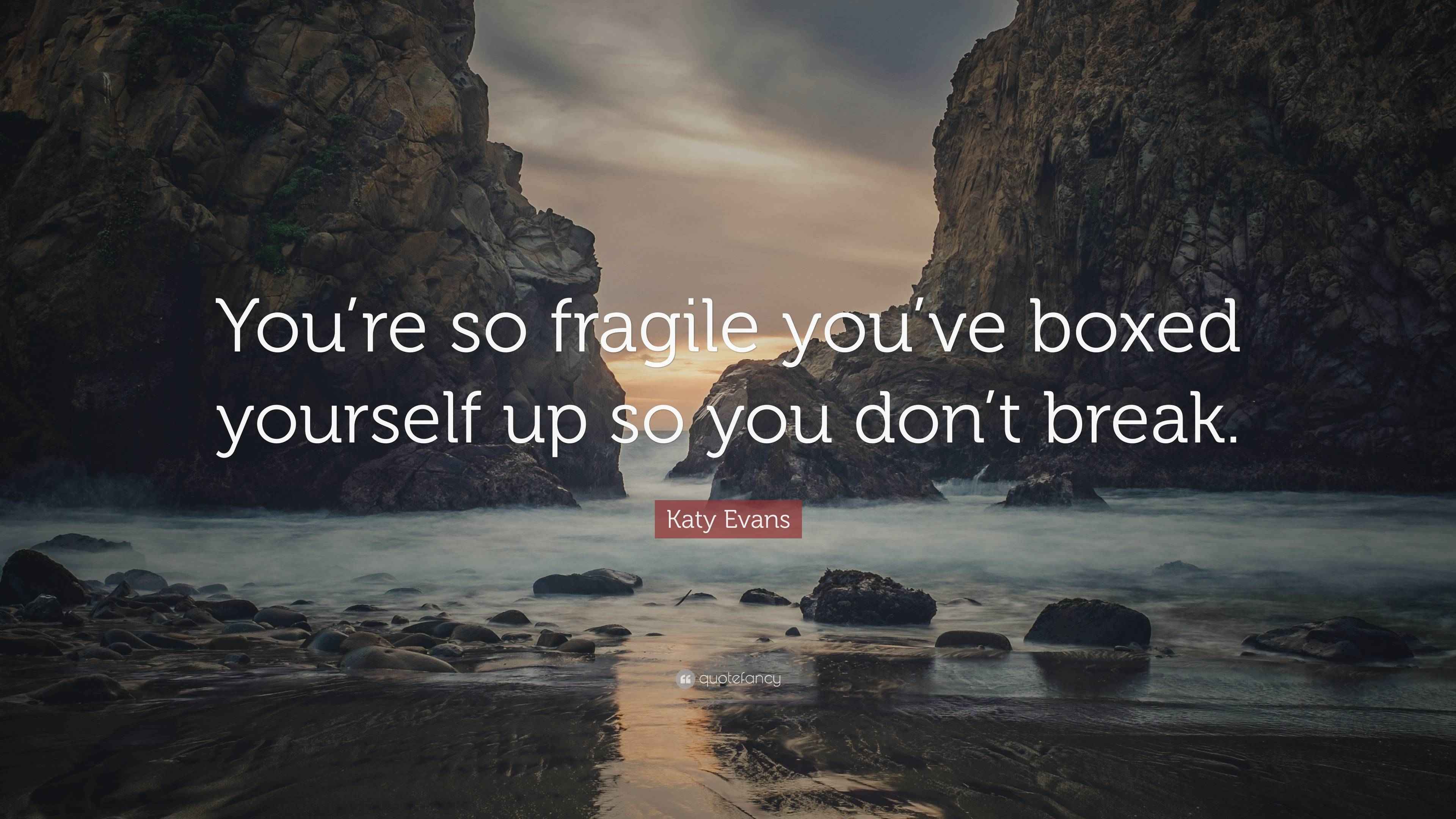 Katy Evans Quote: “You’re so fragile you’ve boxed yourself up so you ...