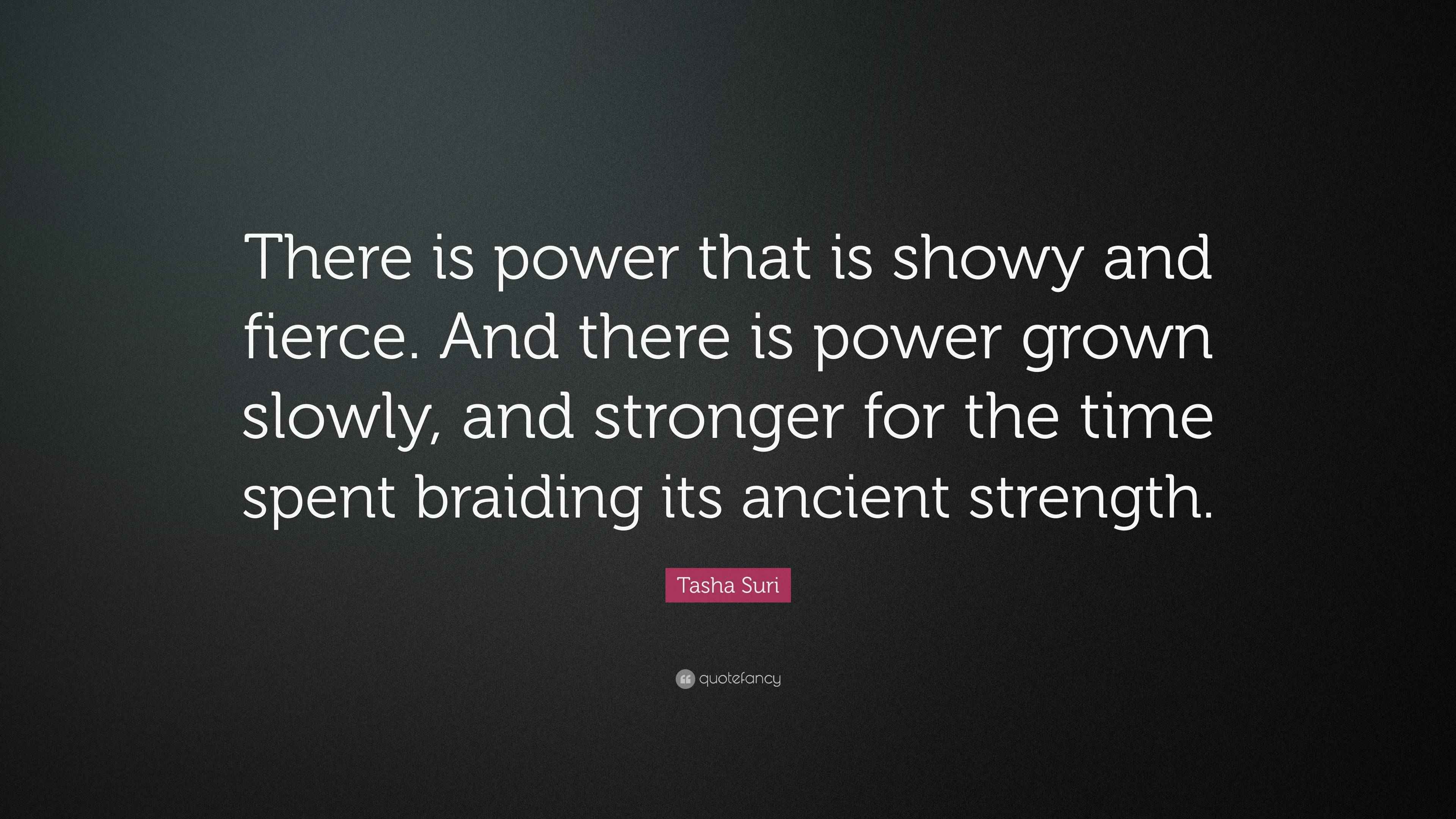 Tasha Suri Quote: “There is power that is showy and fierce. And there ...