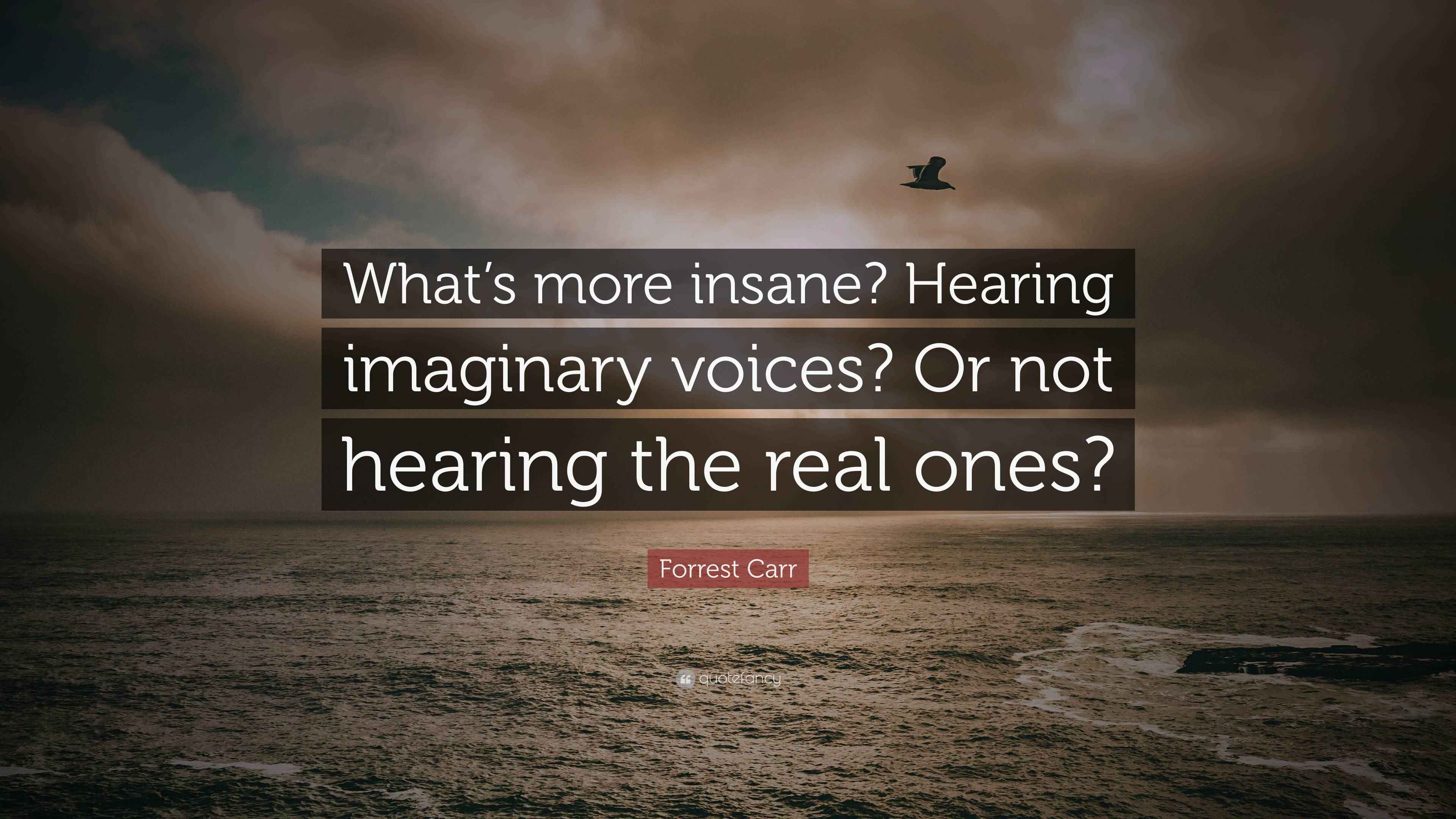 Forrest Carr Quote: “What’s more insane? Hearing imaginary voices? Or ...