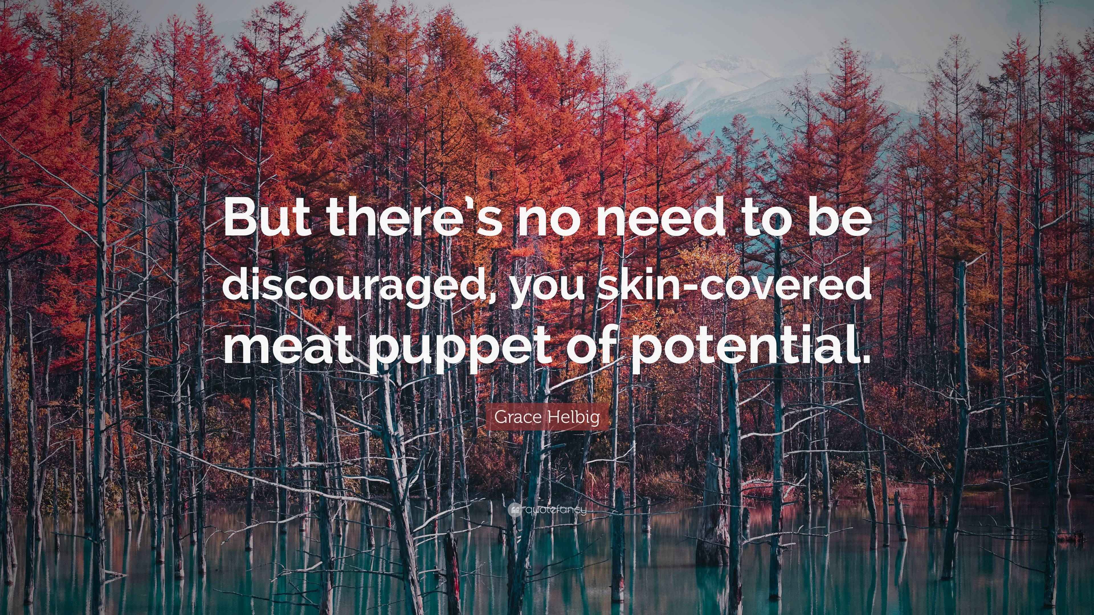 Grace Helbig Quote: “But there’s no need to be discouraged, you skin ...