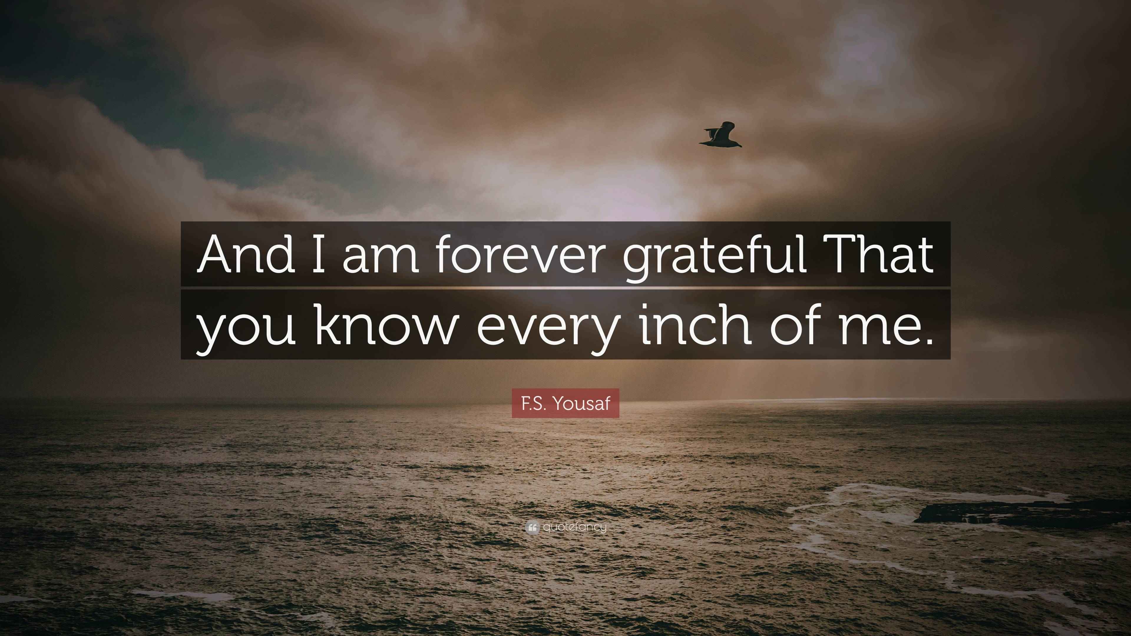 F.S. Yousaf Quote: “And I am forever grateful That you know every inch ...