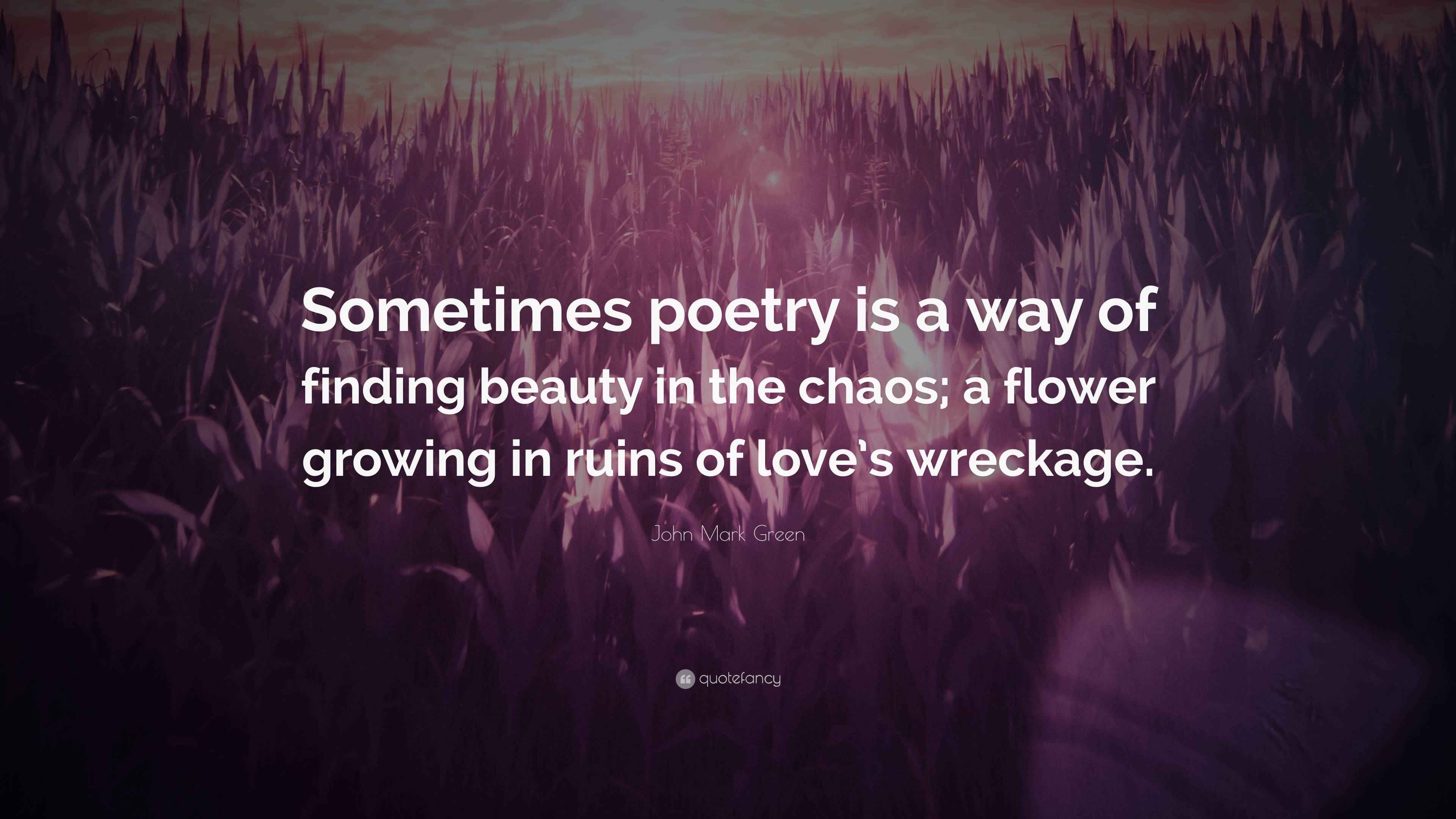 John Mark Green Quote: “Sometimes poetry is a way of finding beauty in ...