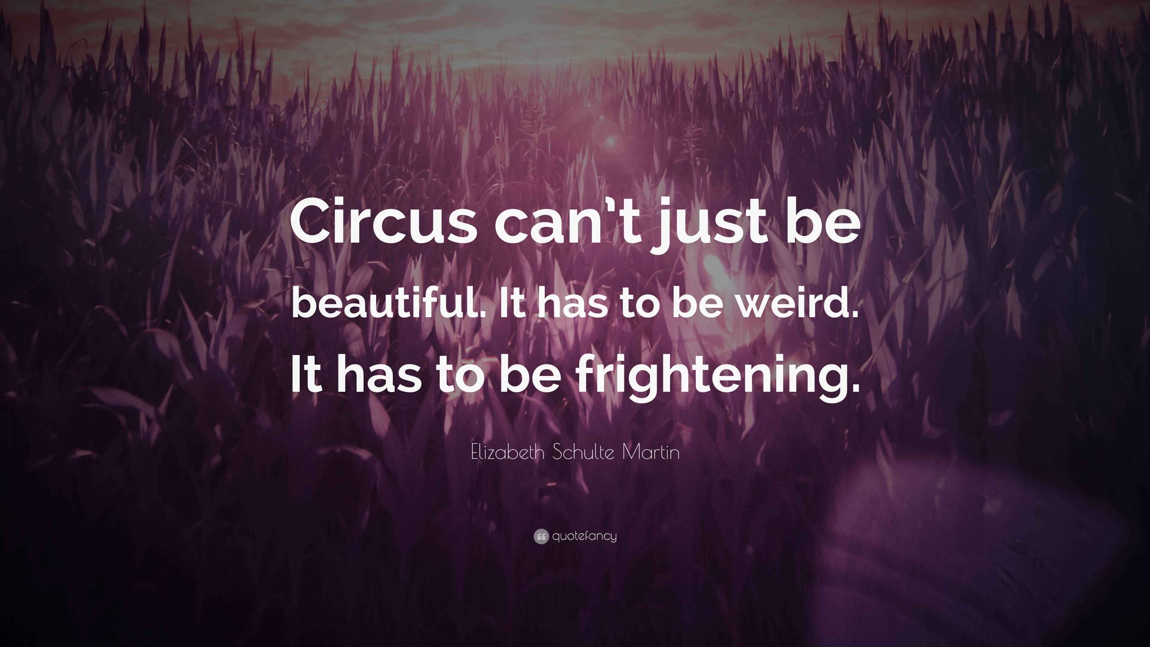 Elizabeth Schulte Martin Quote: “Circus can’t just be beautiful. It has ...