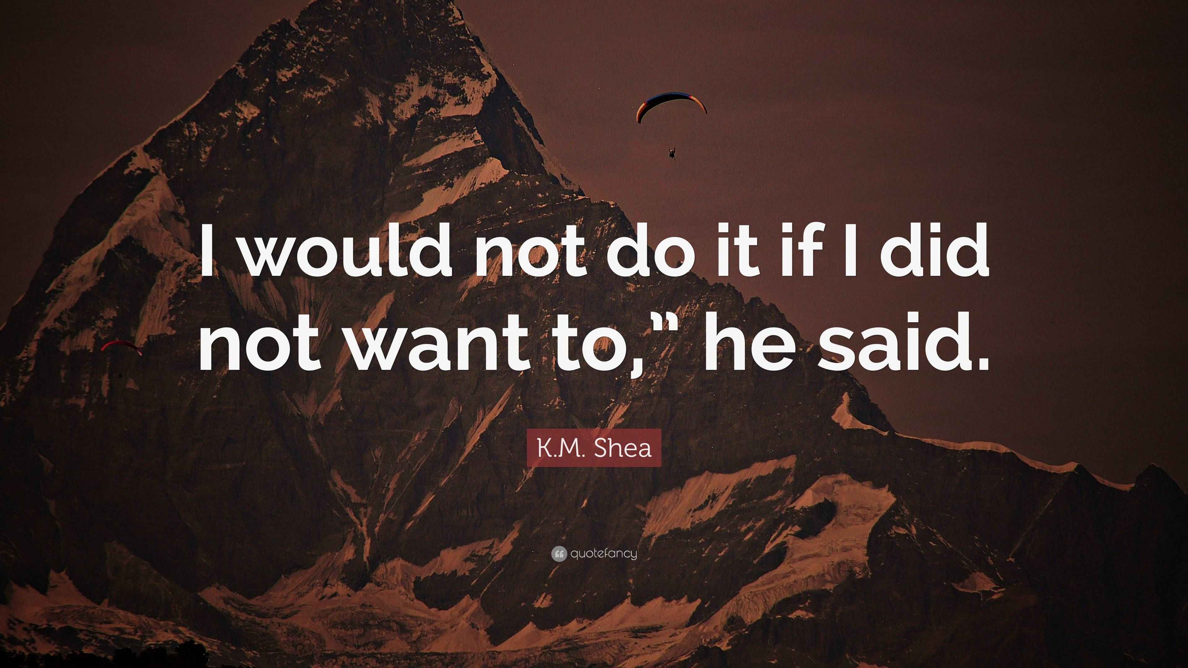 K.M. Shea Quote: “I would not do it if I did not want to,” he said.”