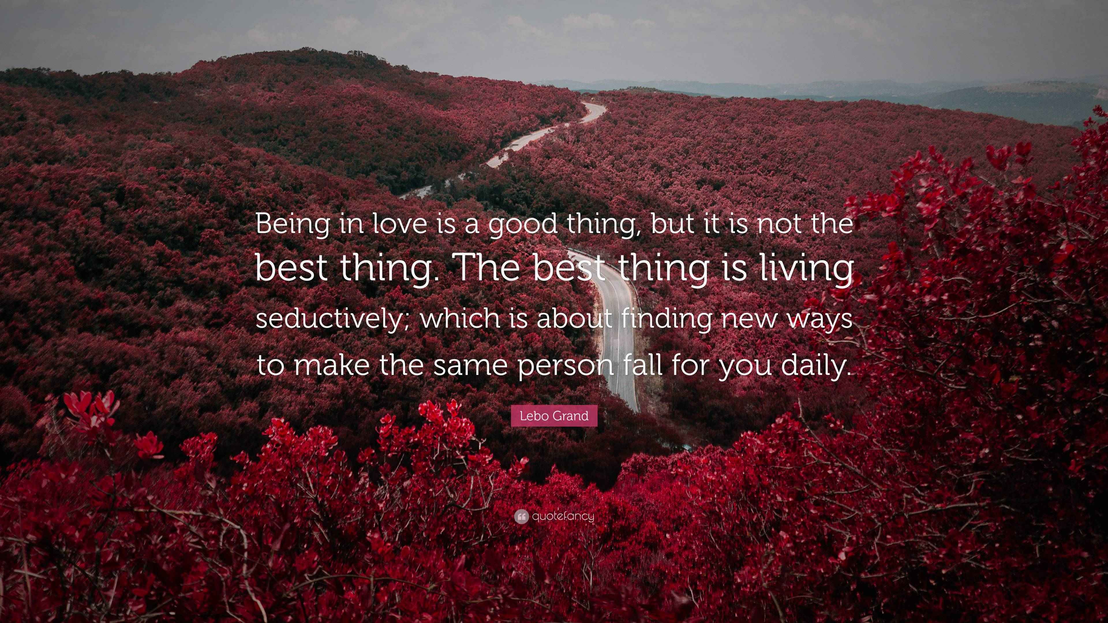 Lebo Grand Quote: “Being in love is a good thing, but it is not the ...