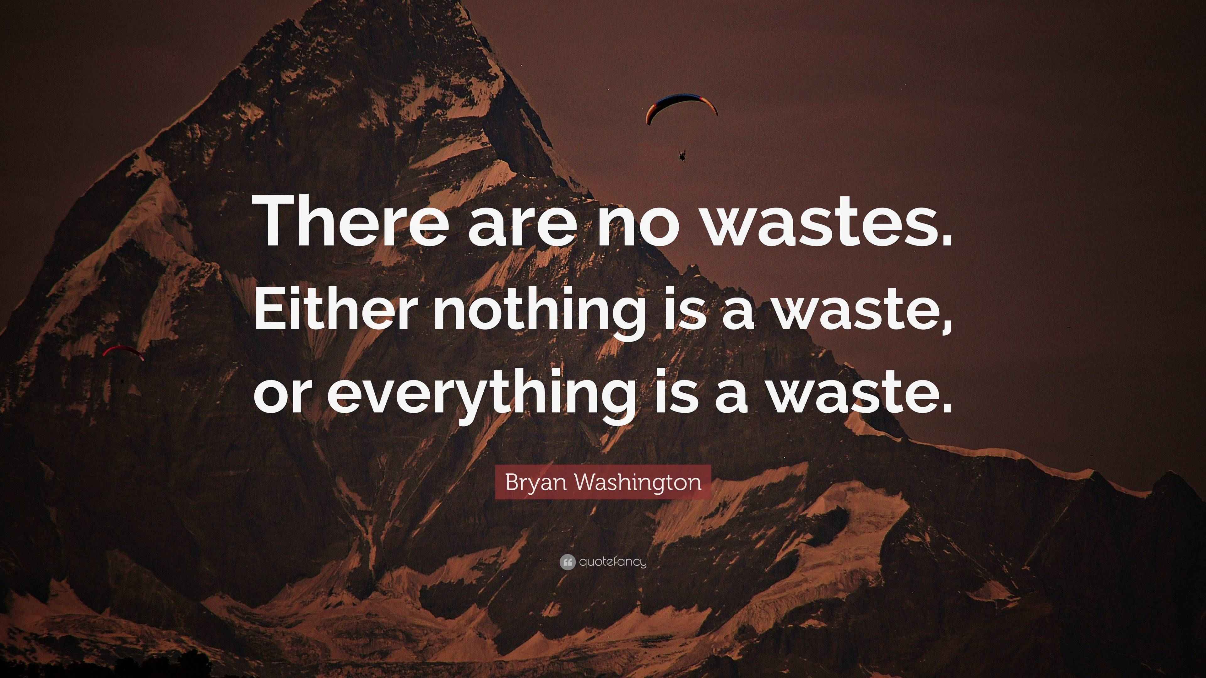 Bryan Washington Quote: “There are no wastes. Either nothing is a waste ...