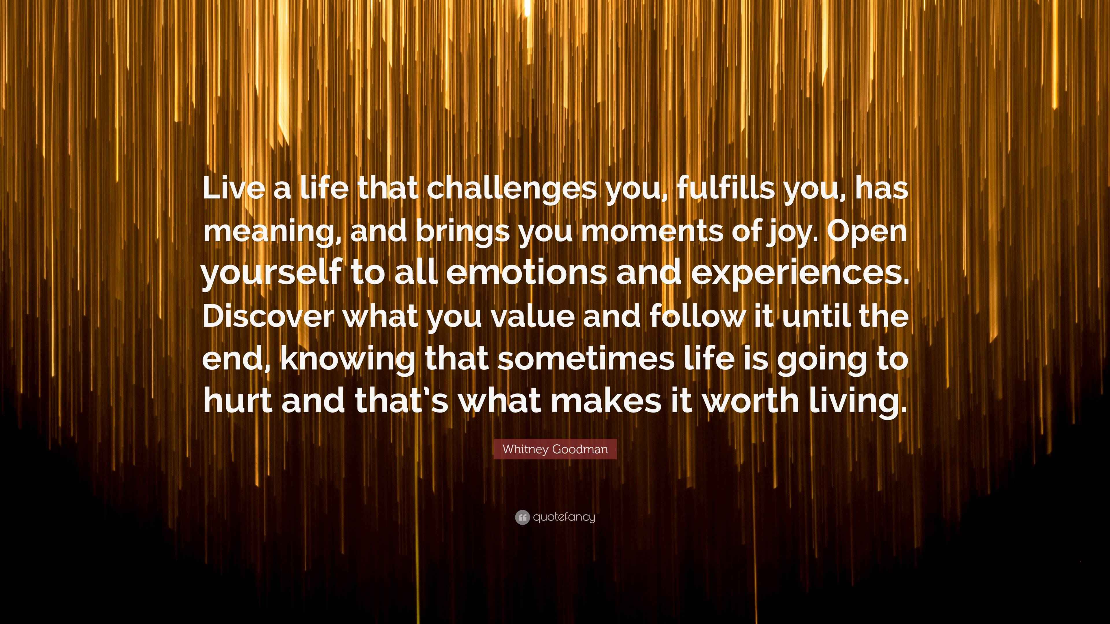 Whitney Goodman Quote: “Live a life that challenges you, fulfills you ...