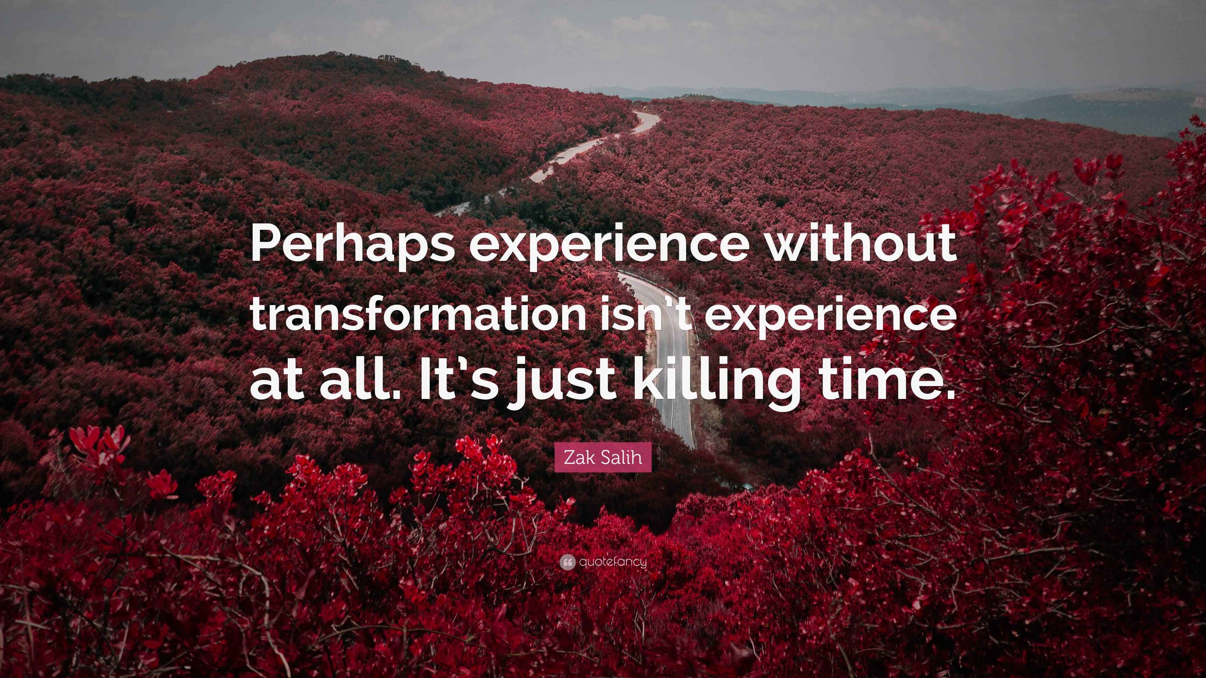 Zak Salih Quote: “Perhaps experience without transformation isn’t ...