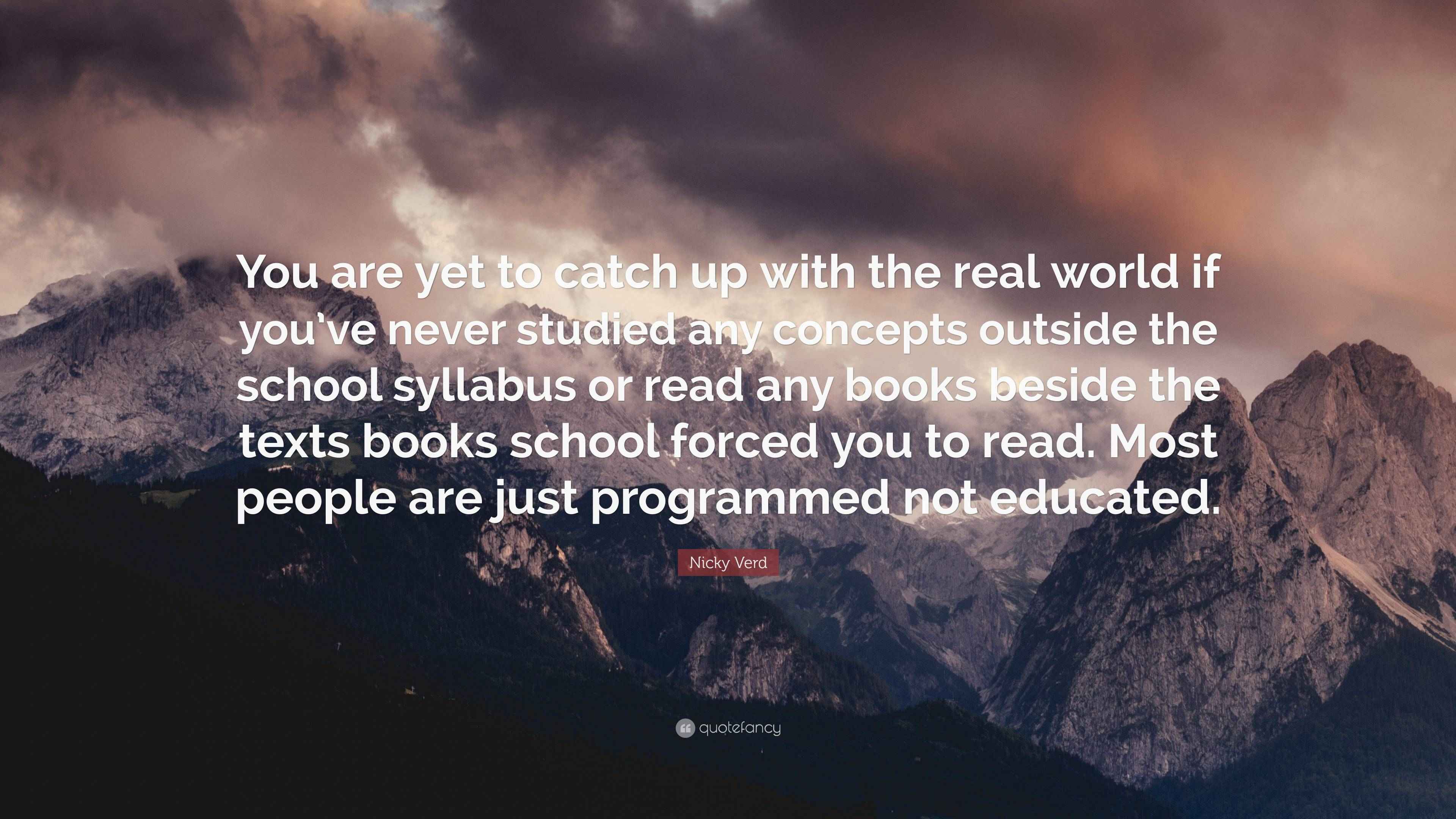 Nicky Verd Quote: “You are yet to catch up with the real world if you ...