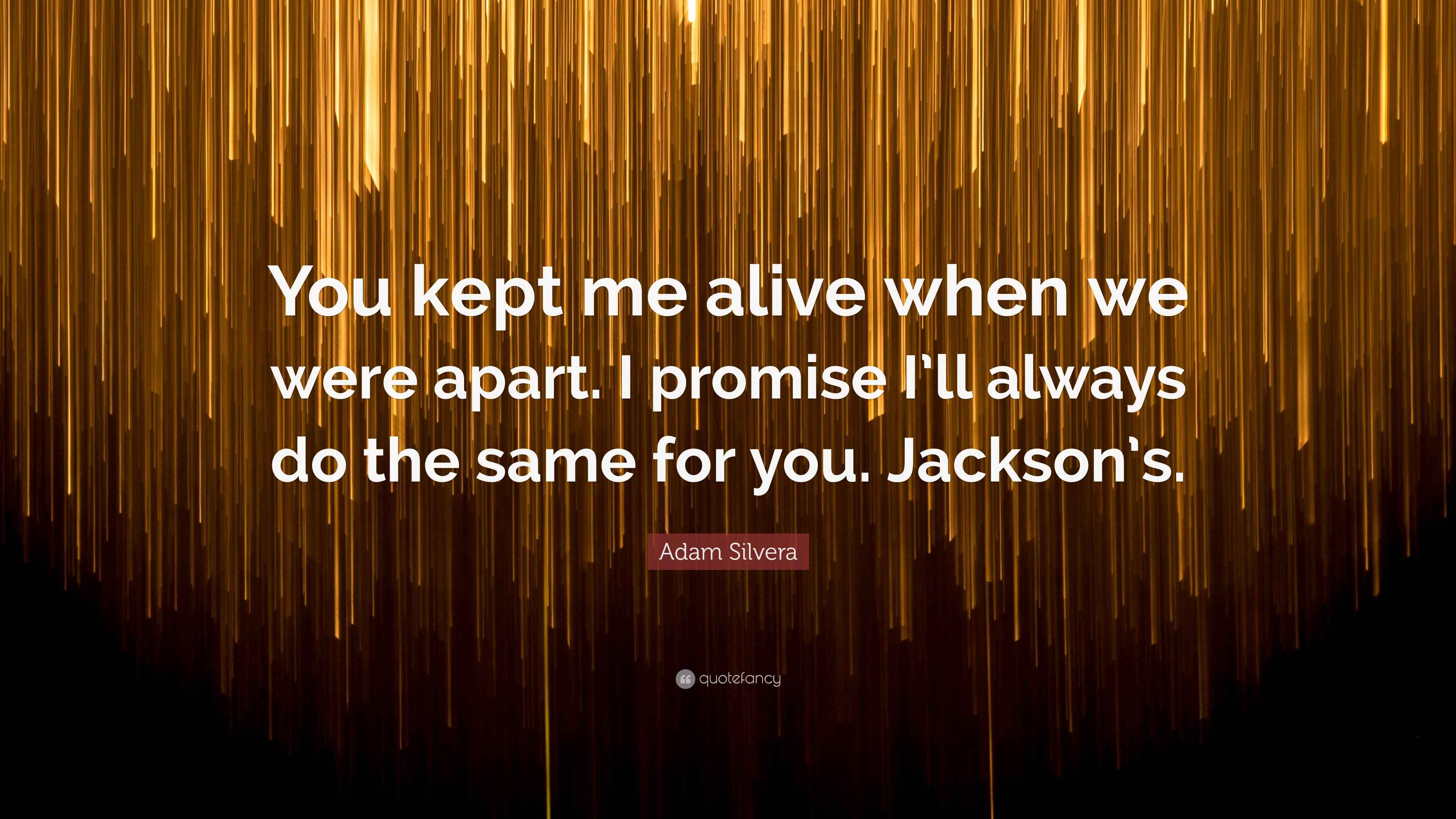 Adam Silvera Quote: “You kept me alive when we were apart. I promise I ...