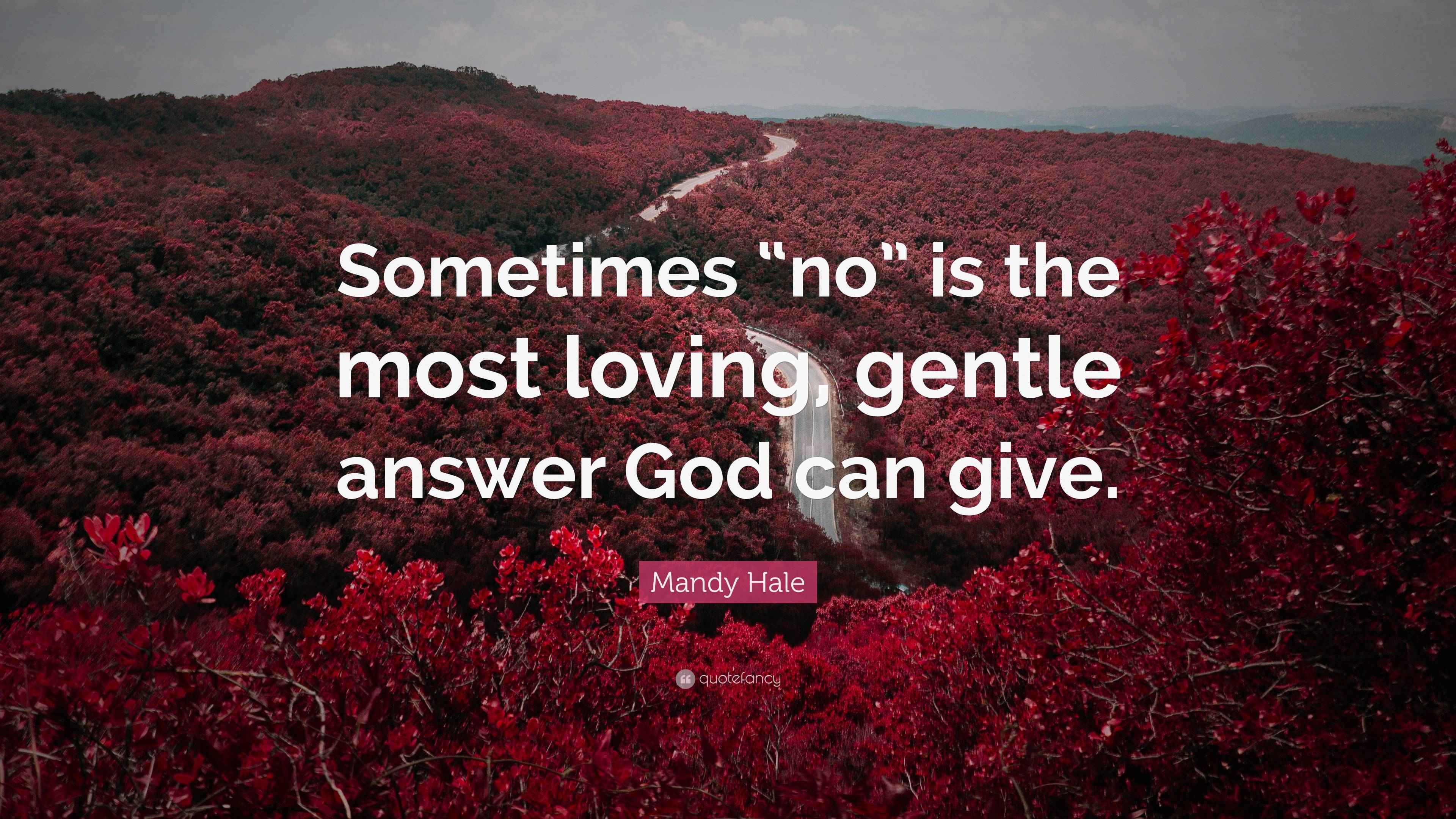 Mandy Hale Quote: “Sometimes “no” is the most loving, gentle answer God ...