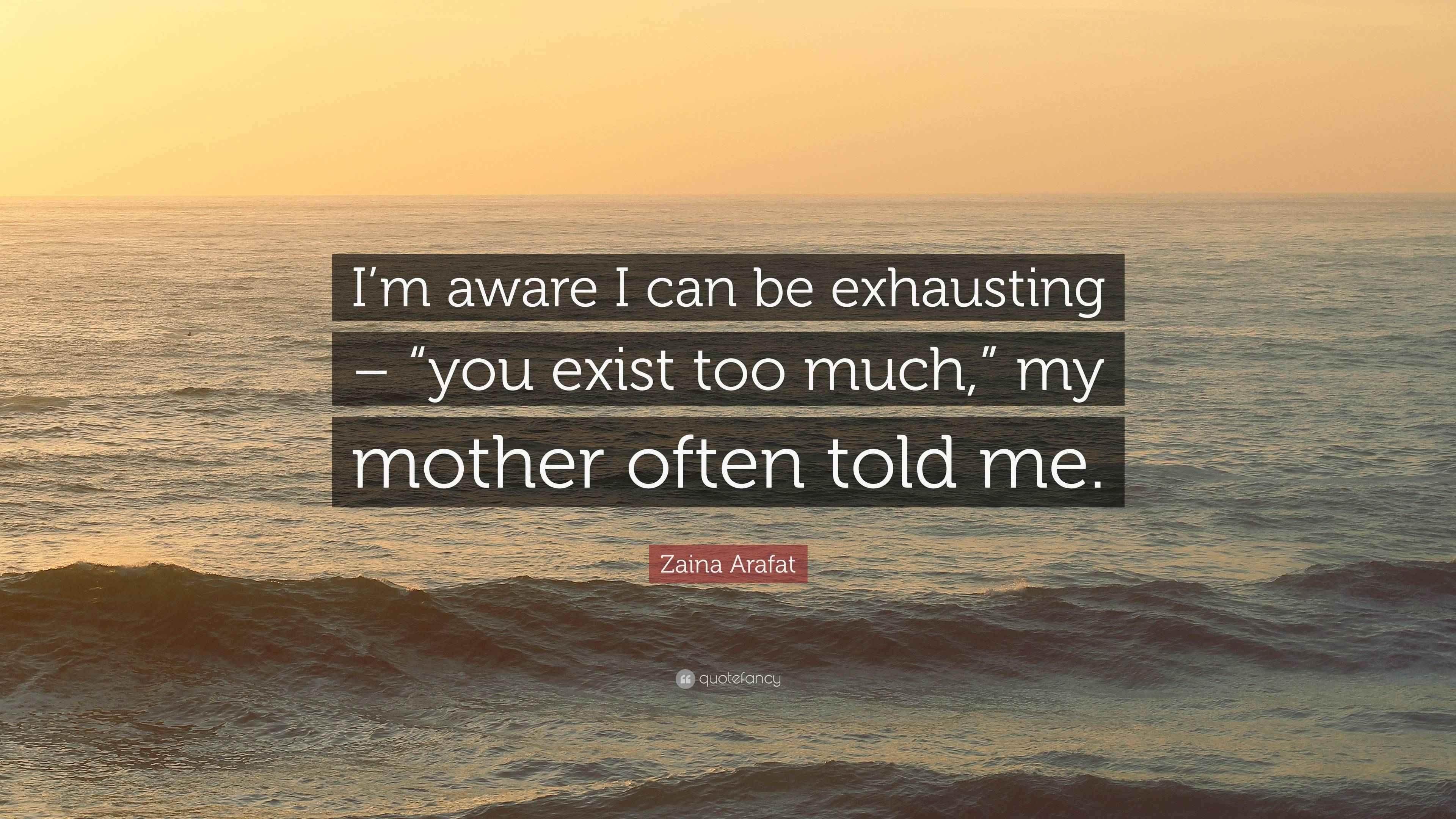 Zaina Arafat Quote: “I’m aware I can be exhausting – “you exist too ...