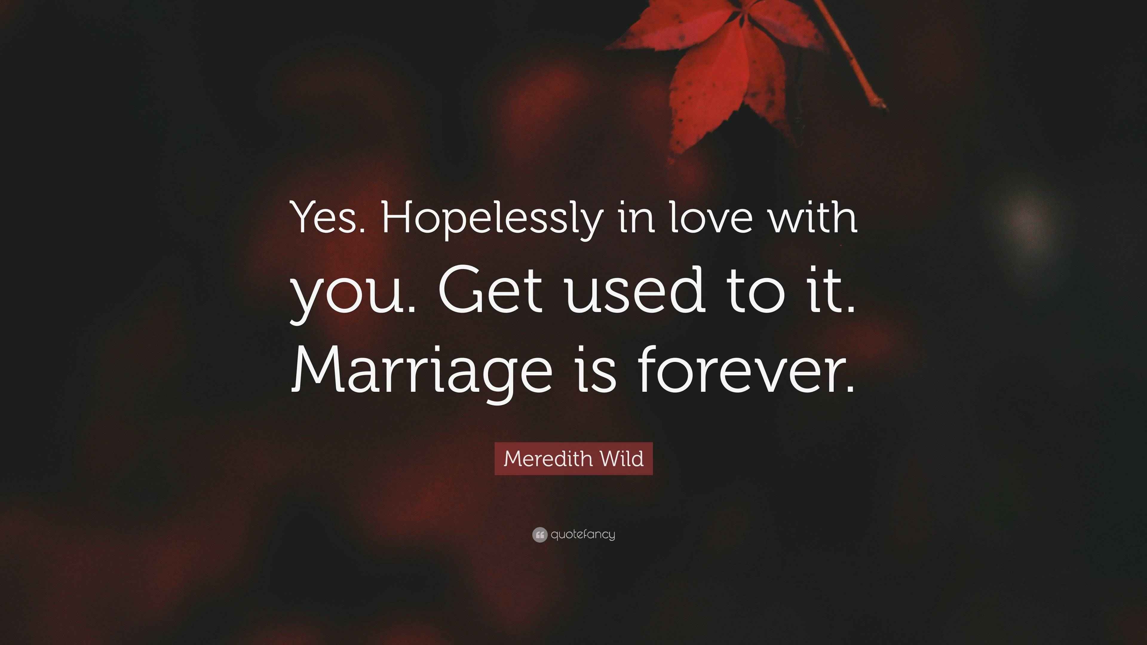 Meredith Wild Quote: “Yes. Hopelessly in love with you. Get used to it ...