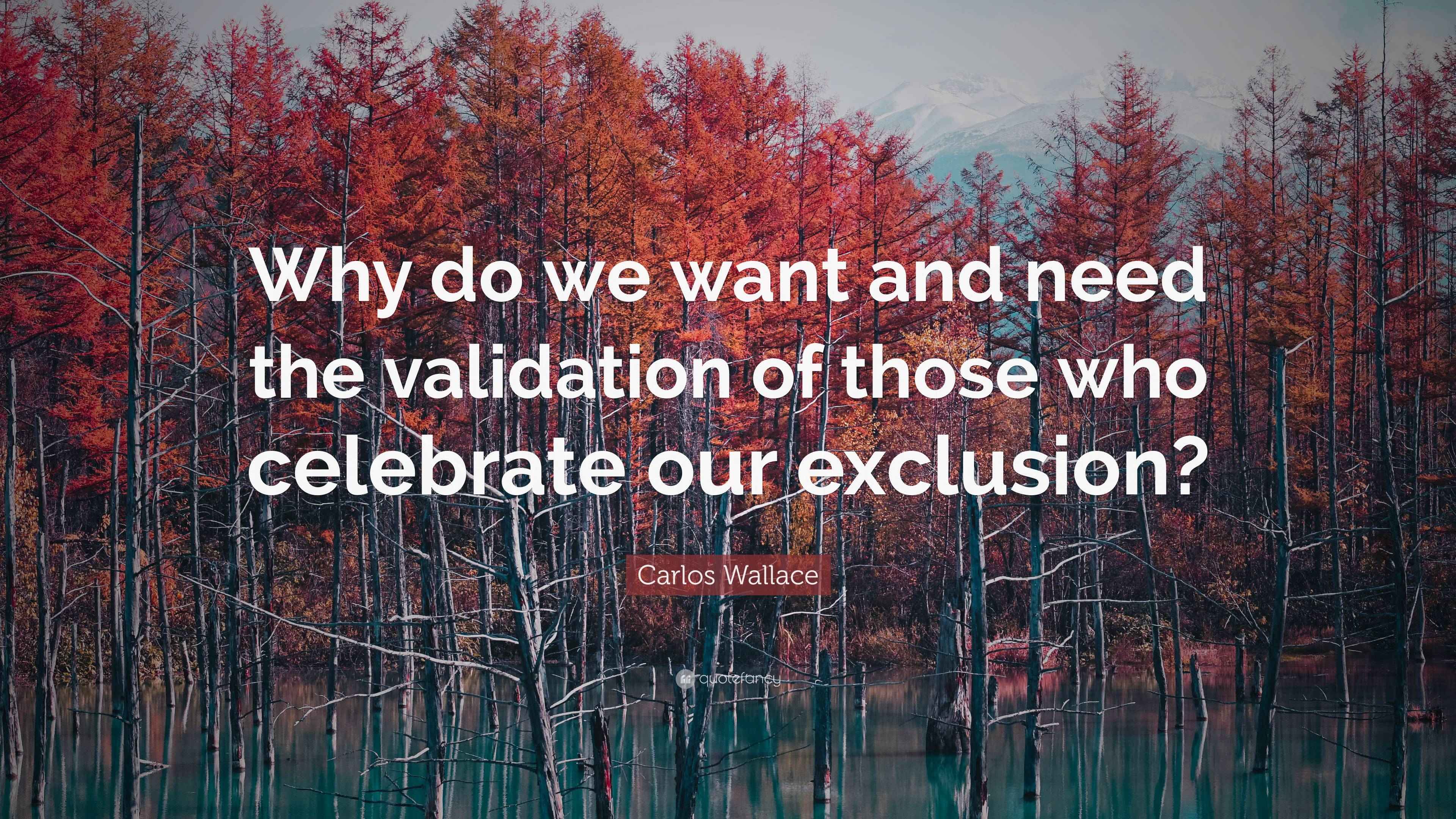 Carlos Wallace Quote: “Why do we want and need the validation of those ...