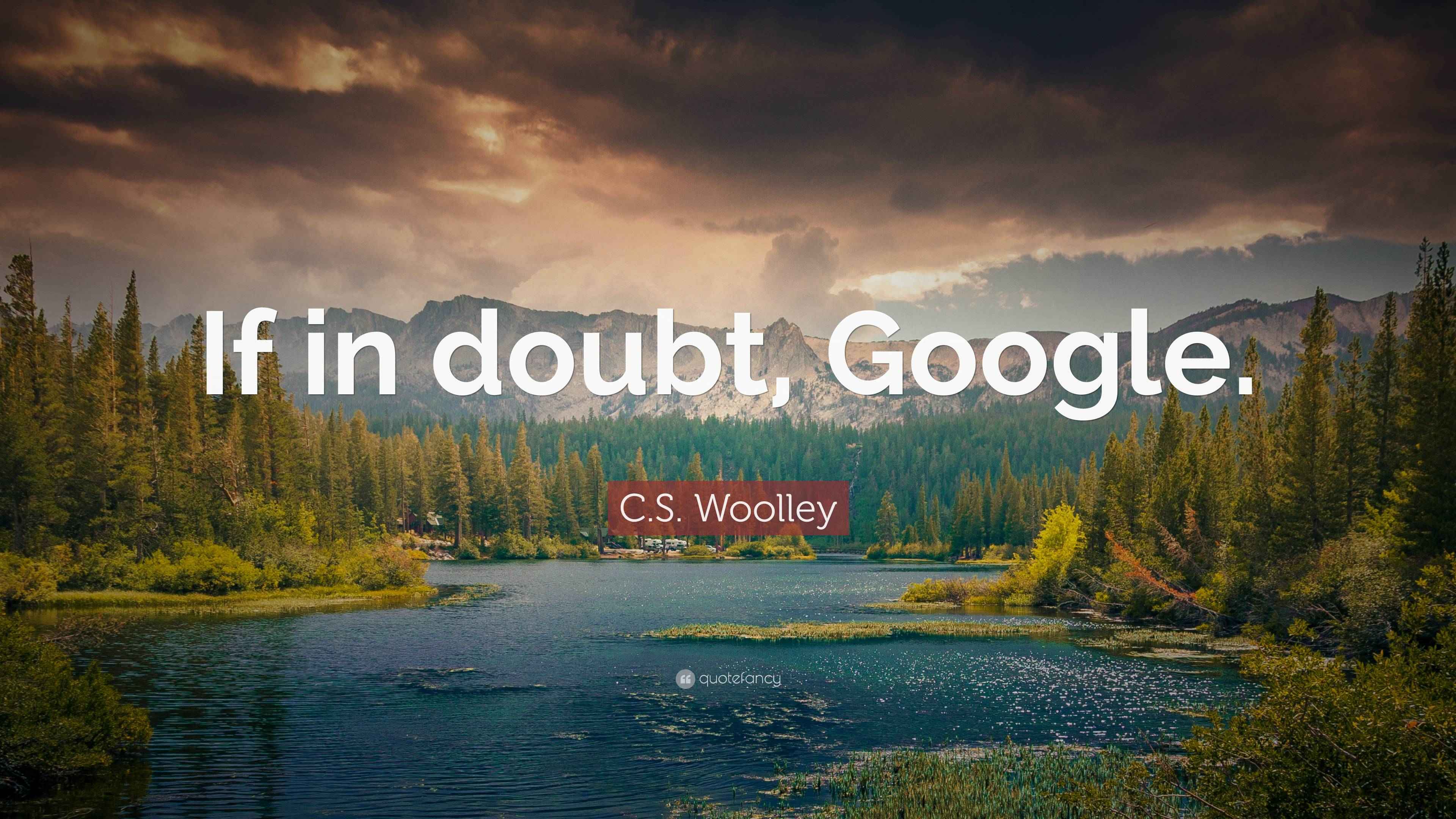 C.S. Woolley Quote: “If in doubt, Google.”
