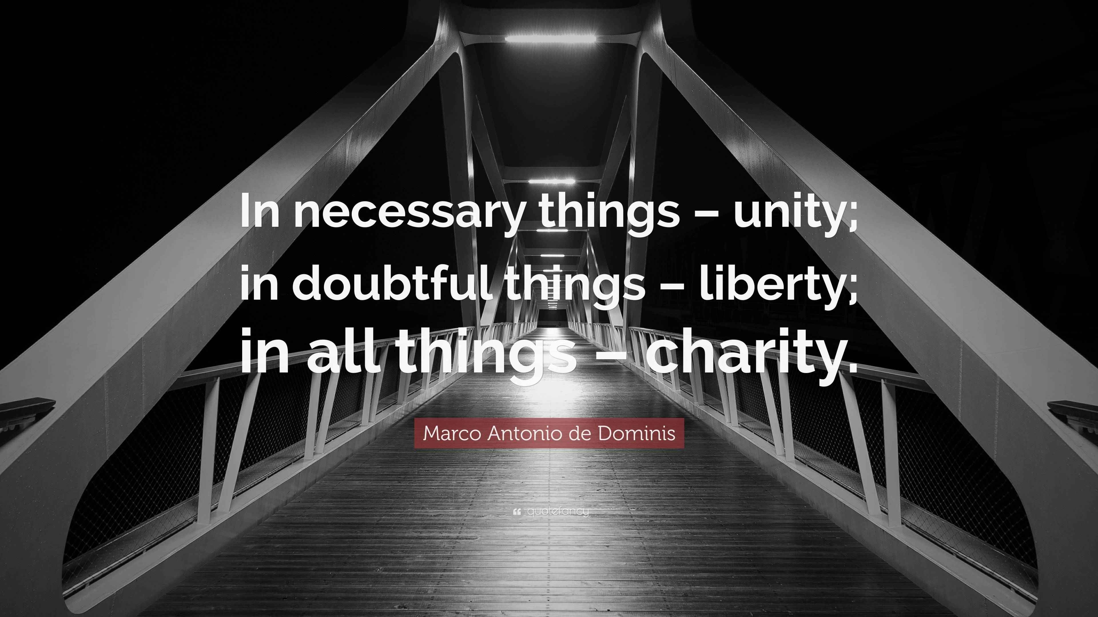 Marco Antonio de Dominis Quote: “In necessary things – unity; in ...
