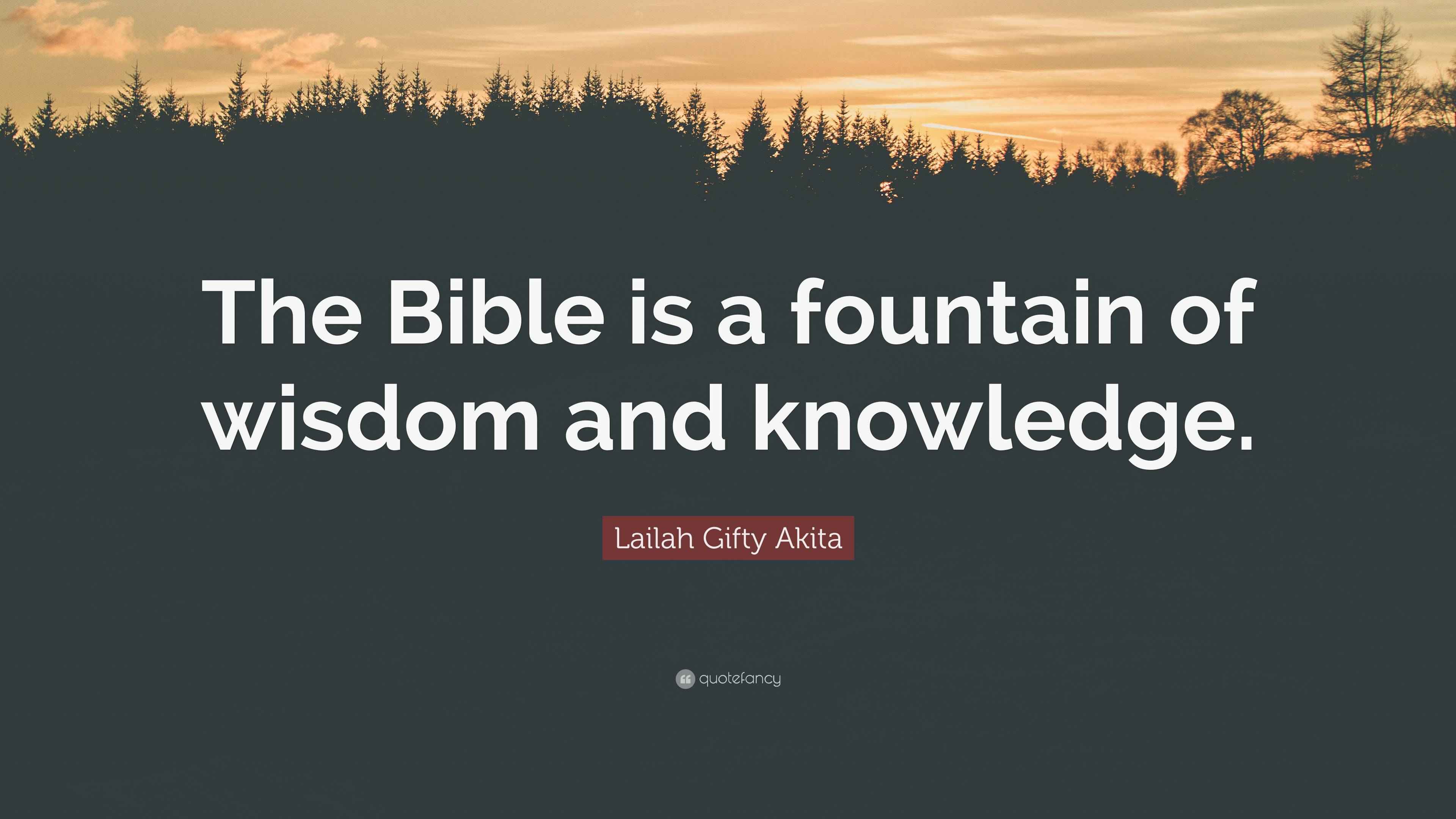 Lailah Gifty Akita Quote: “The Bible is a fountain of wisdom and ...