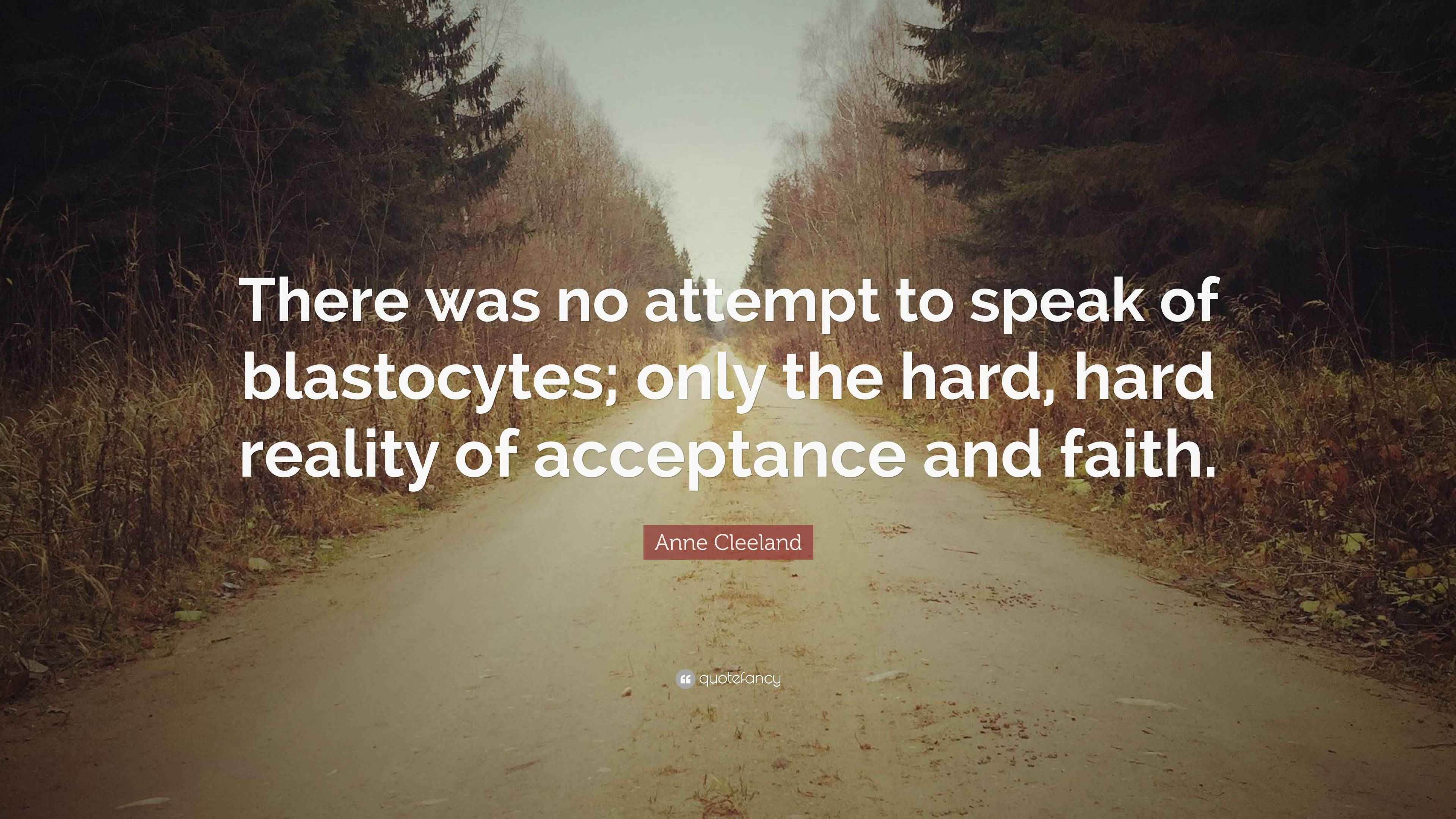 Anne Cleeland Quote: “There was no attempt to speak of blastocytes ...