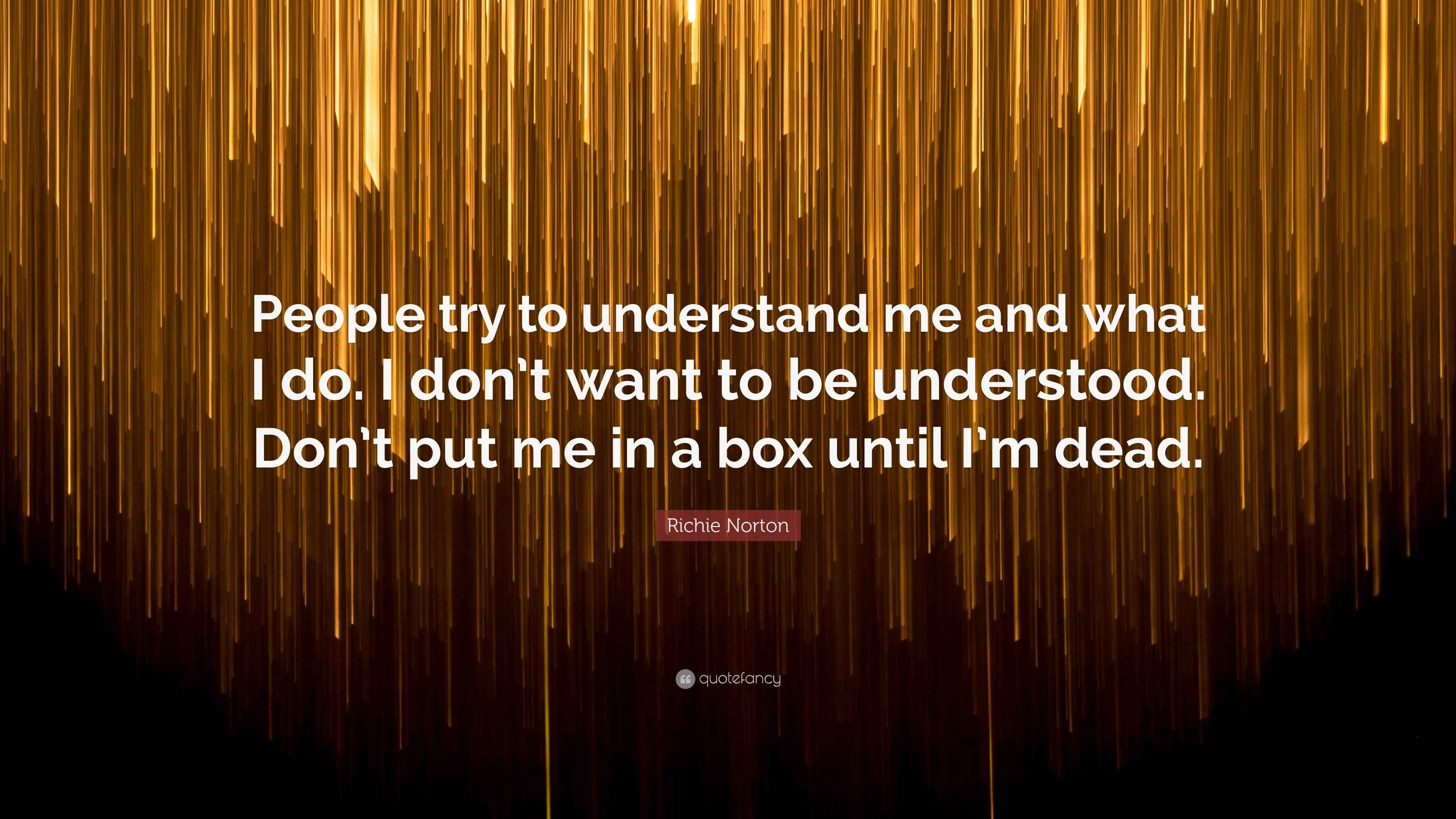 Richie Norton Quote: “People try to understand me and what I do. I don ...