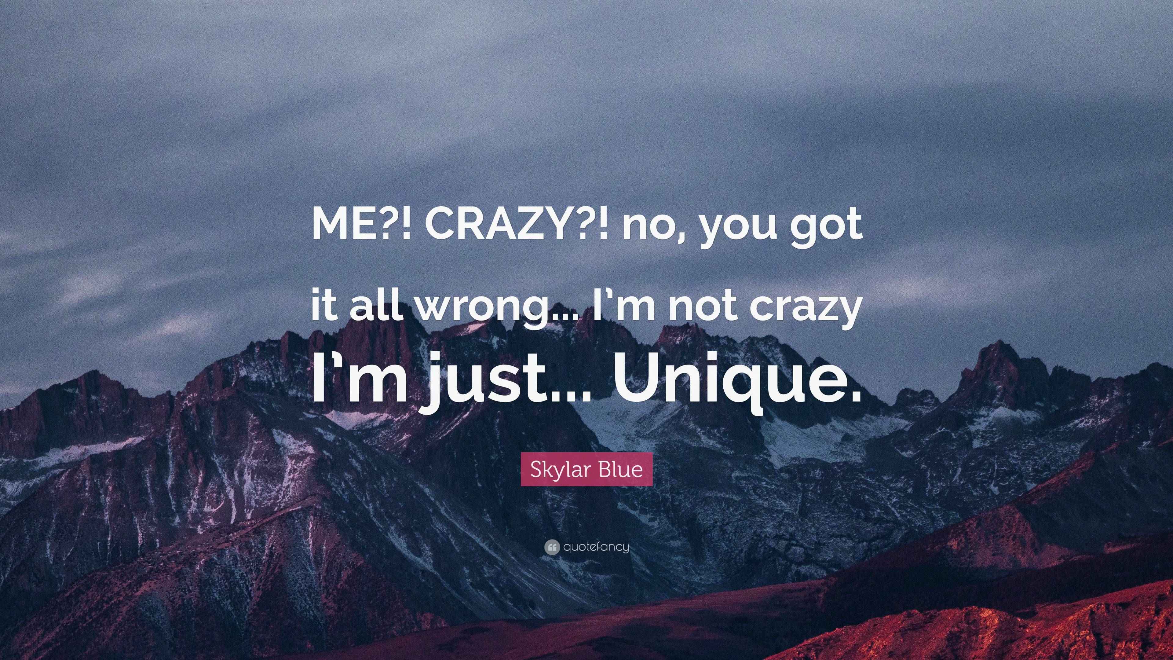 Skylar Blue Quote: “ME?! CRAZY?! no, you got it all wrong... I’m not ...