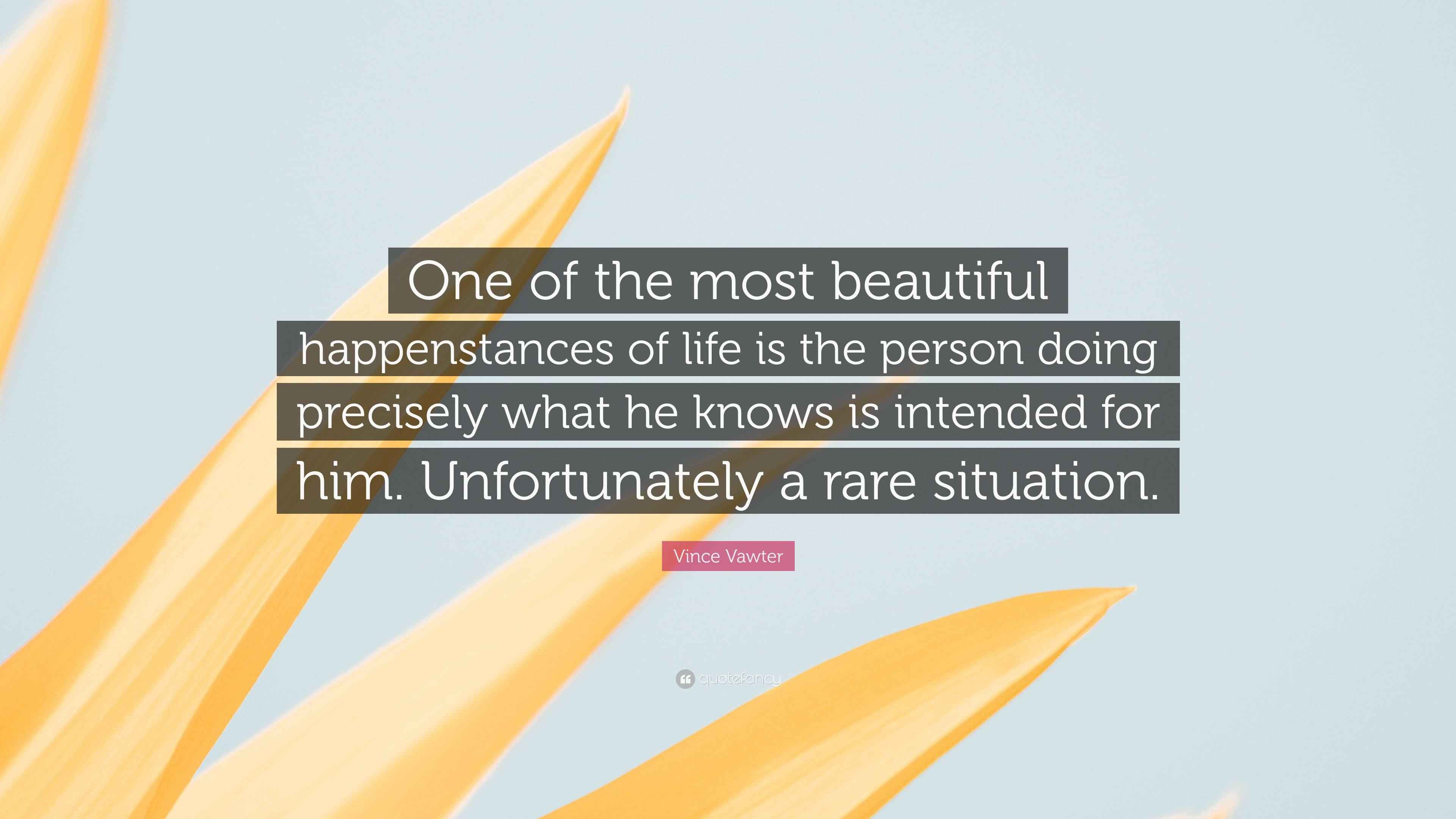 Vince Vawter Quote: “One of the most beautiful happenstances of life is ...