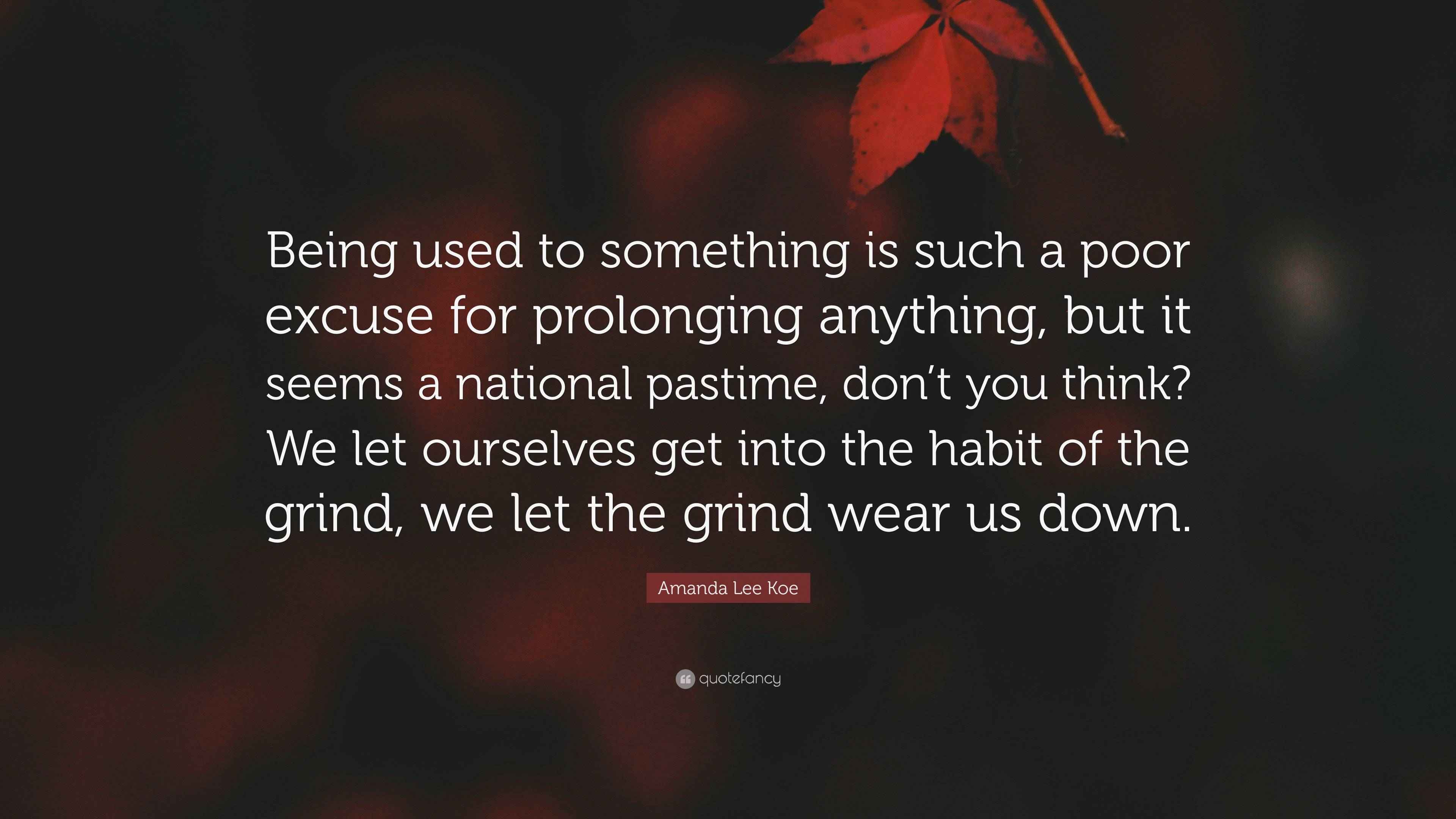 Amanda Lee Koe Quote: “Being used to something is such a poor excuse ...