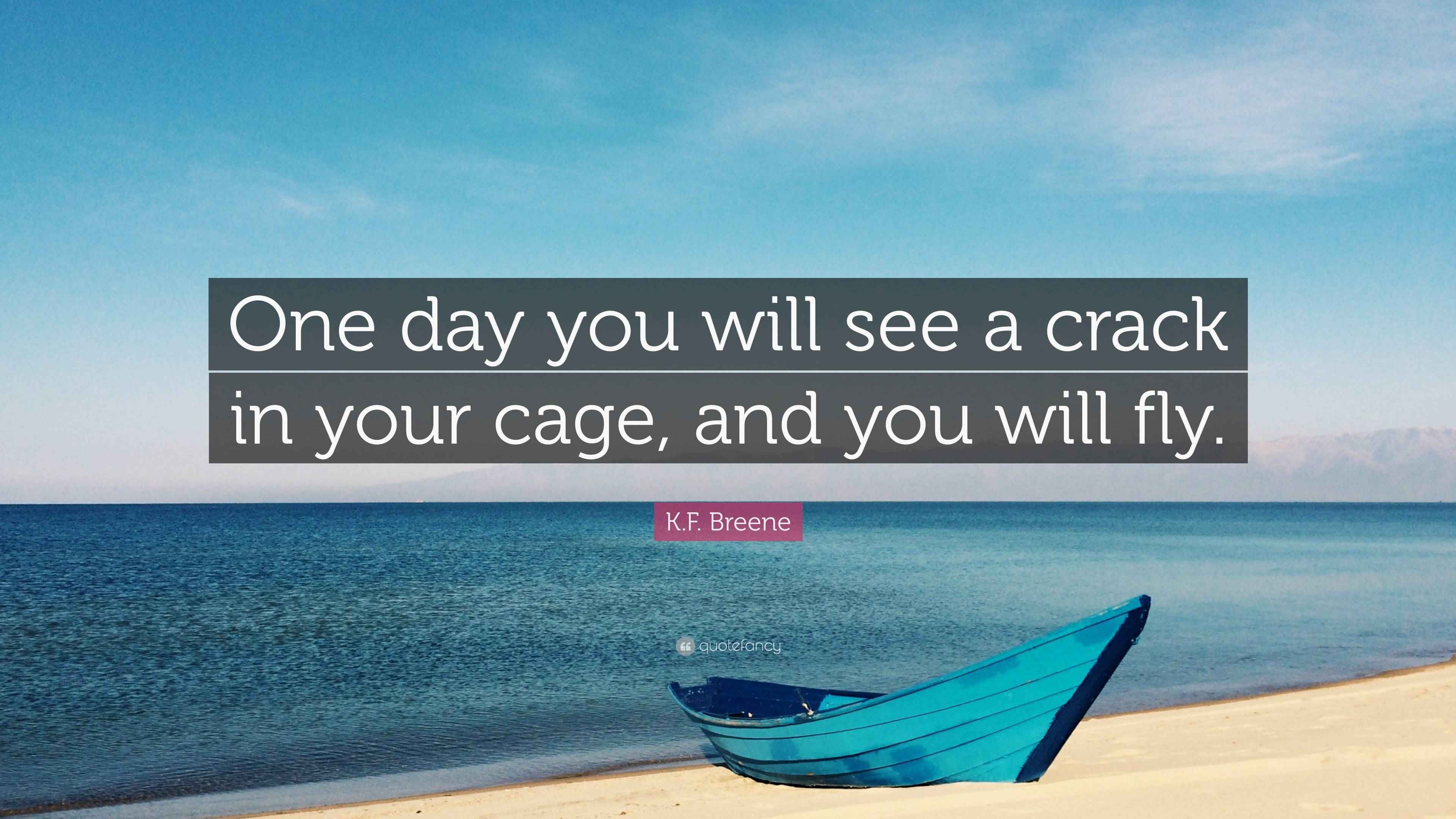 K.F. Breene Quote: “One day you will see a crack in your cage, and you ...
