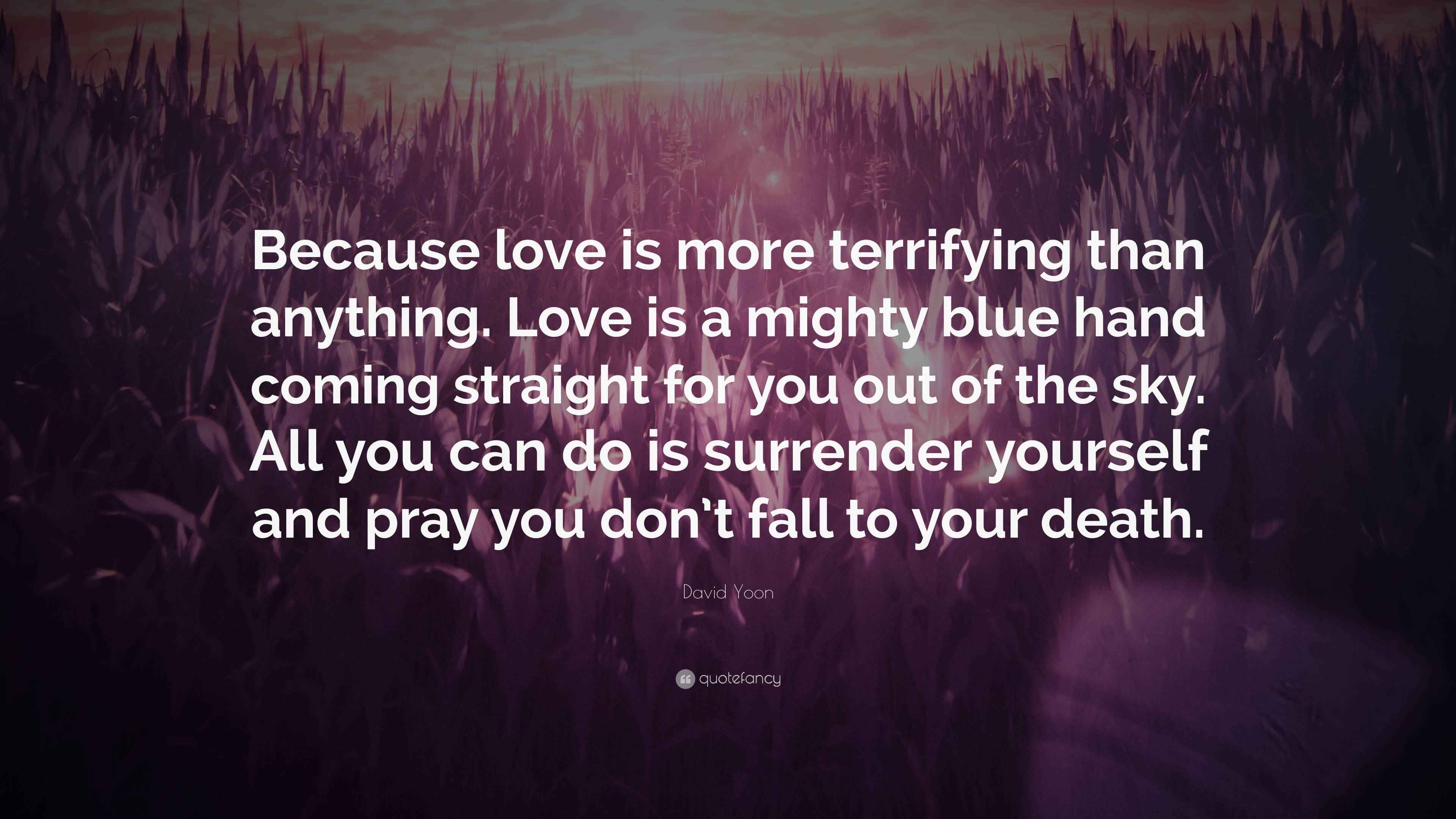 David Yoon Quote: “Because love is more terrifying than anything. Love ...