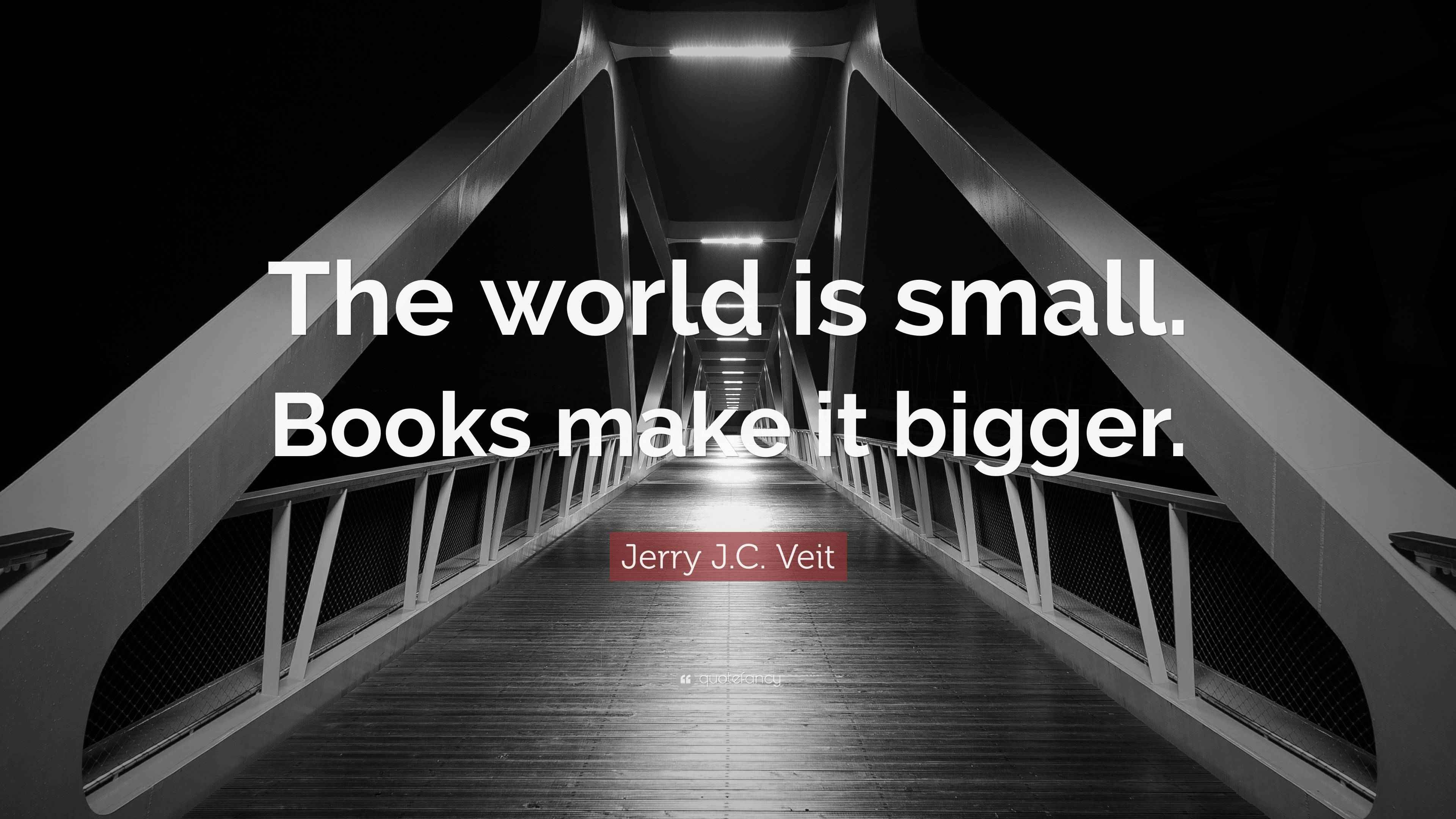 Jerry J.C. Veit Quote: “The world is small. Books make it bigger.”