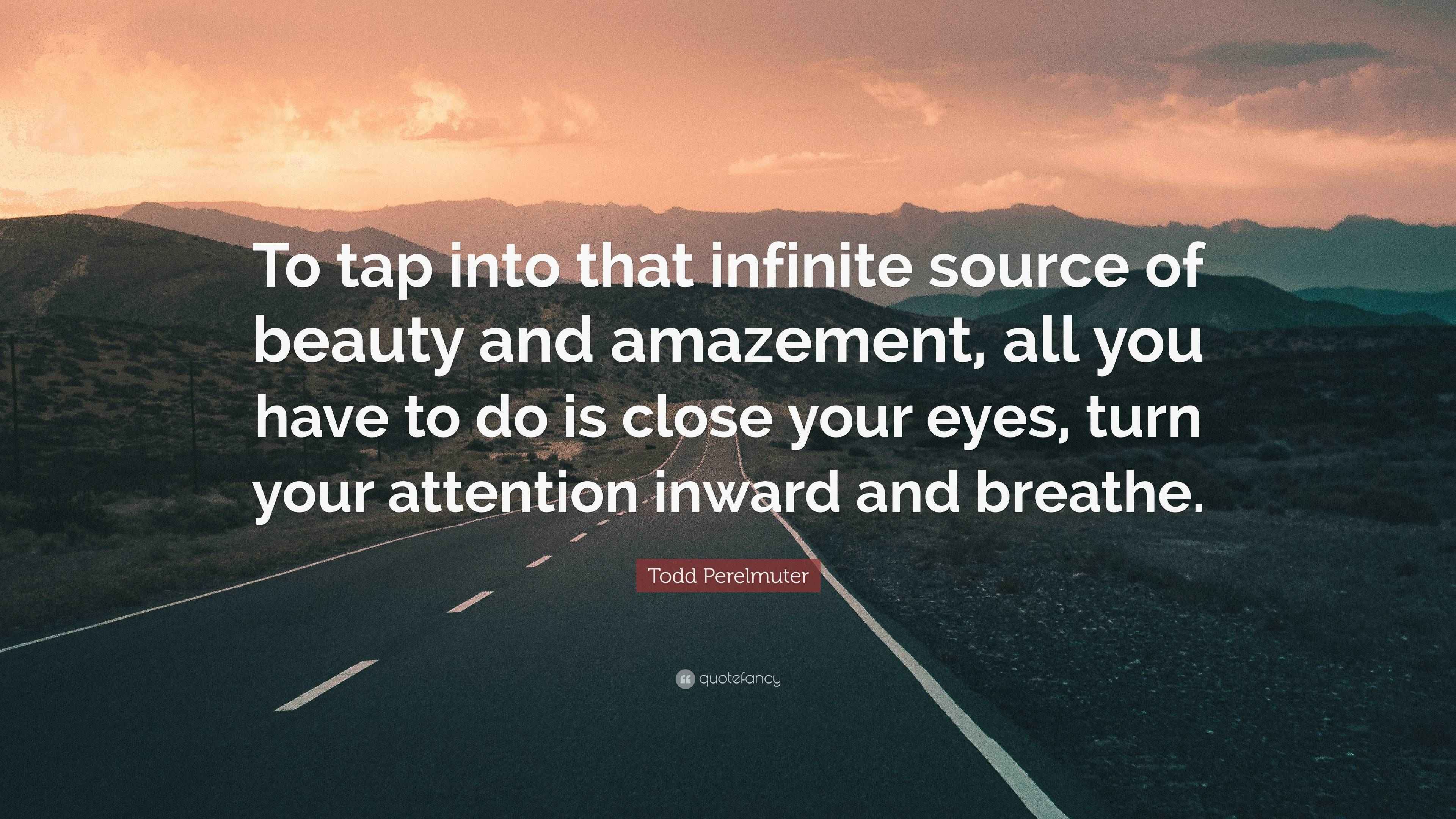 Todd Perelmuter Quote: “To tap into that infinite source of beauty and ...