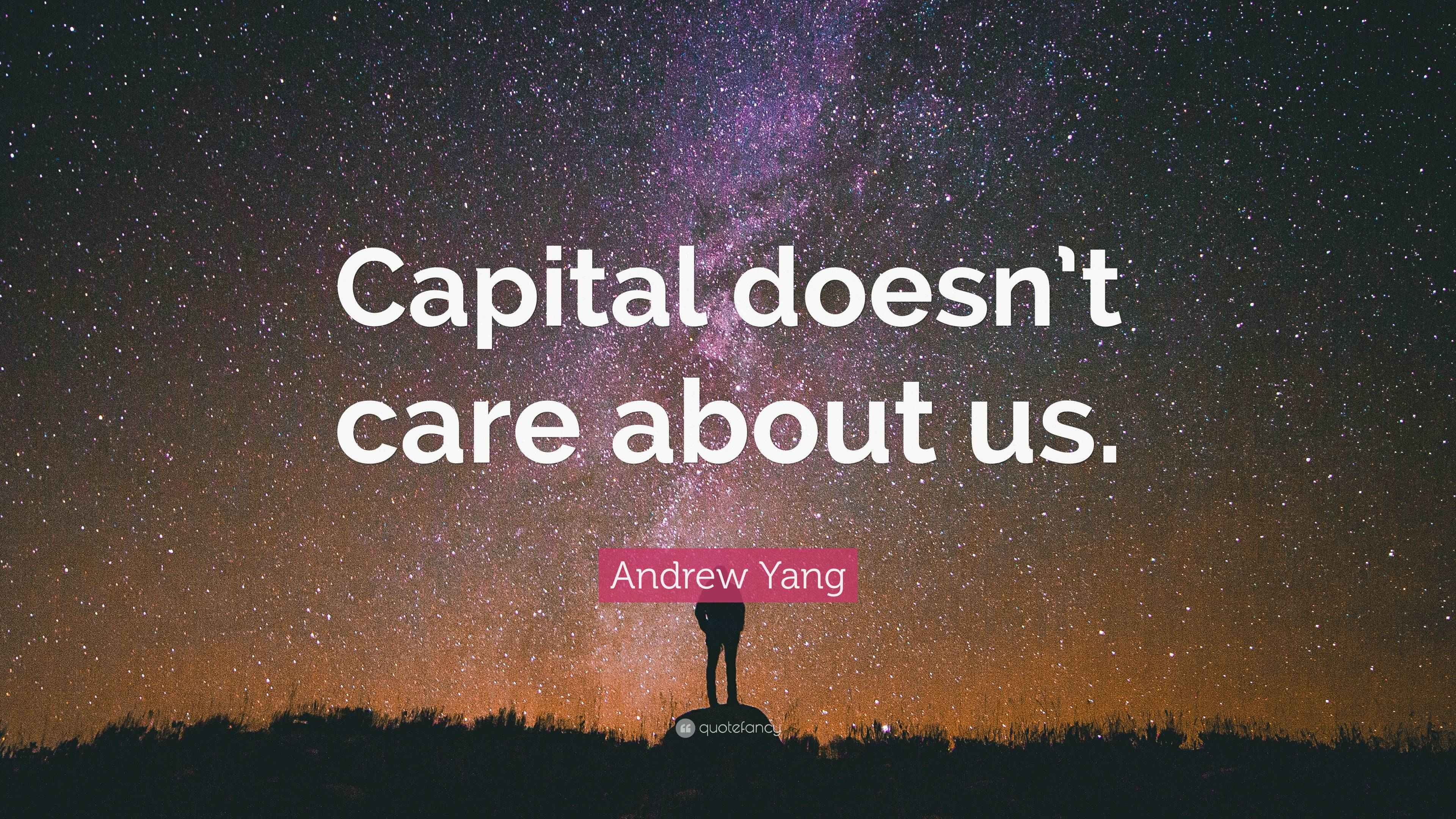 Andrew Yang Quote: “Capital doesn’t care about us.”