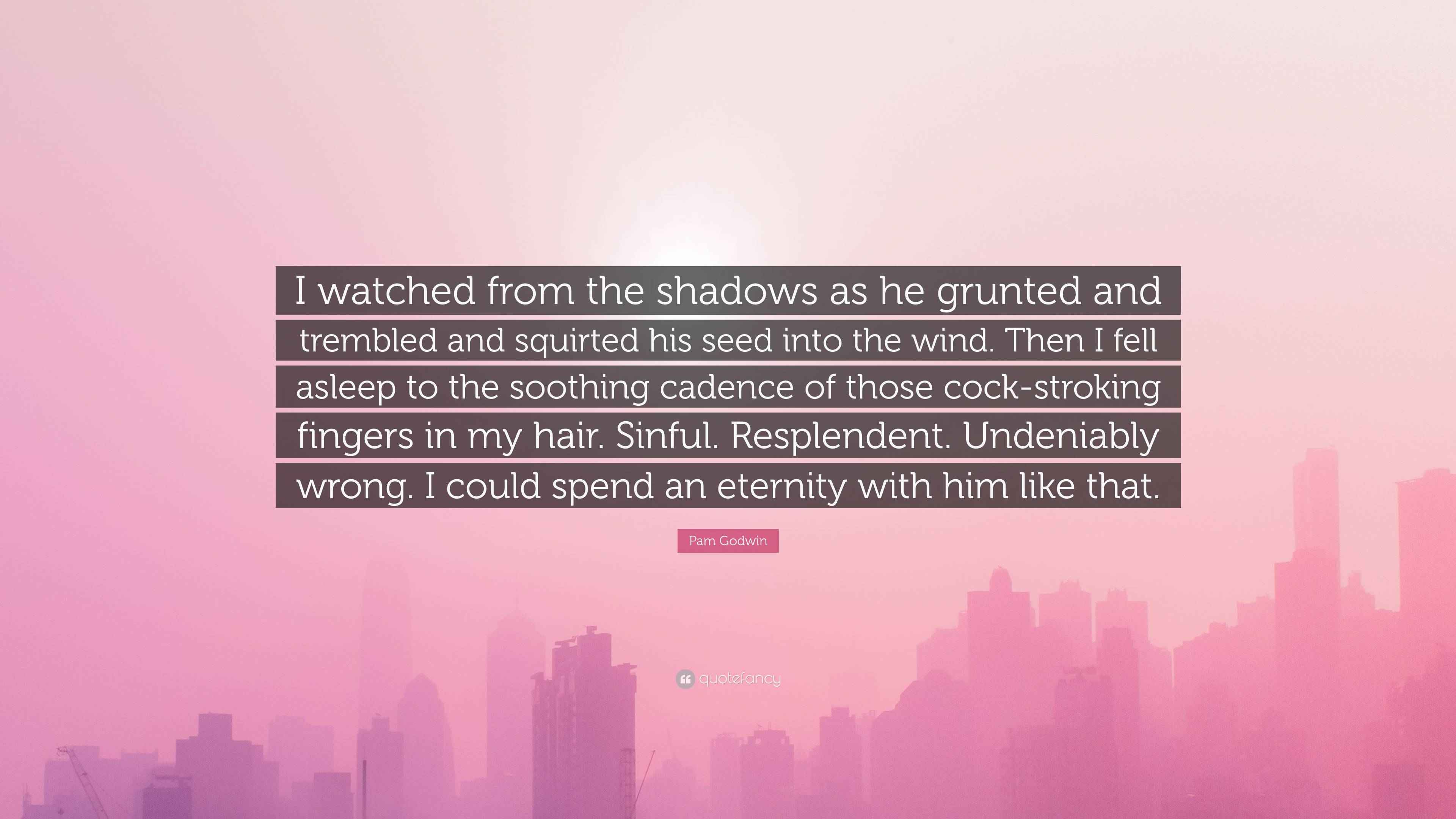 Pam Godwin Quote: “I watched from the shadows as he grunted and ...