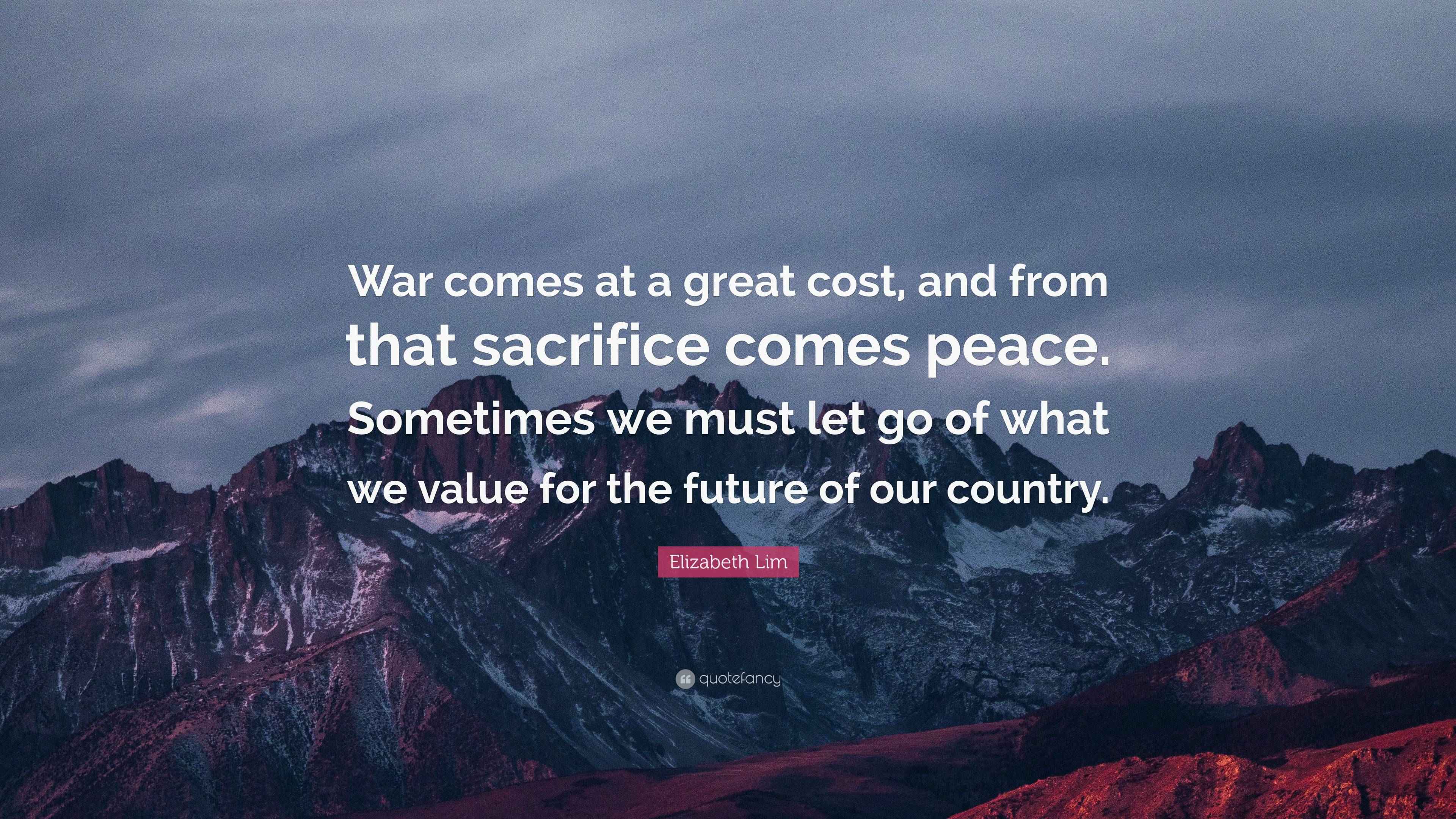 Elizabeth Lim Quote: “War comes at a great cost, and from that ...