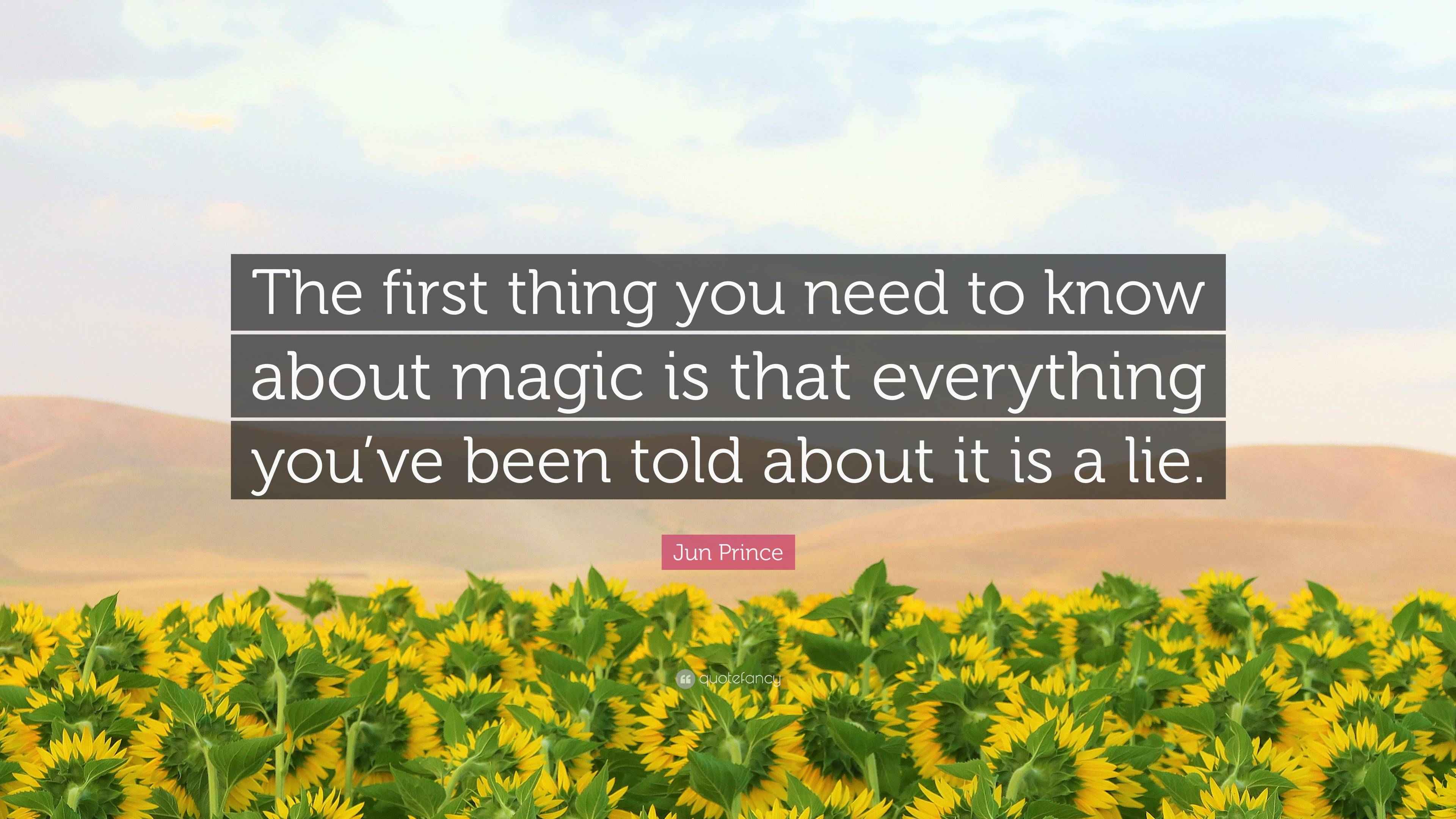 Jun Prince Quote: “The first thing you need to know about magic is that everything you’ve been ...