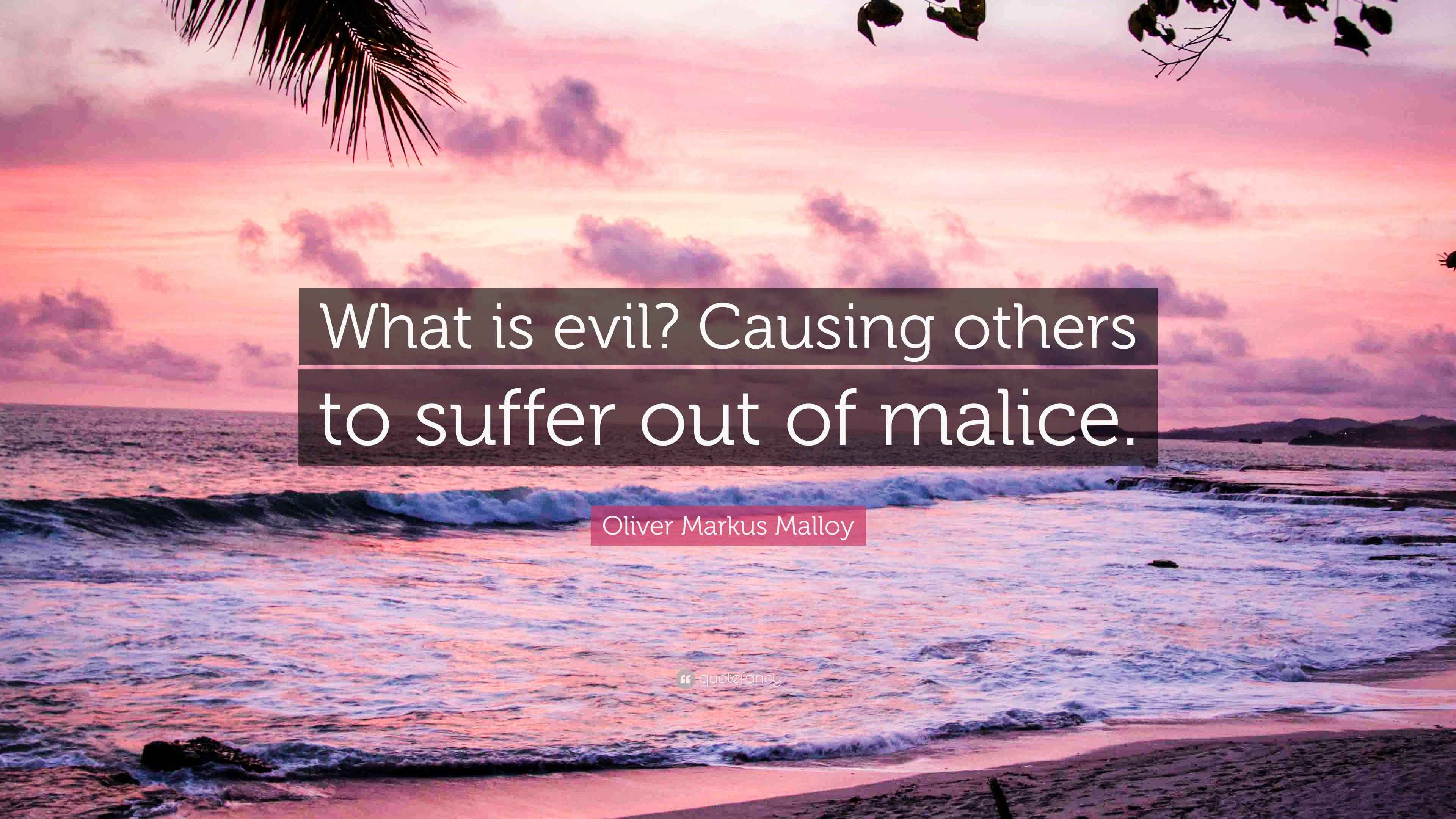 Oliver Markus Malloy Quote: “What is evil? Causing others to suffer out ...