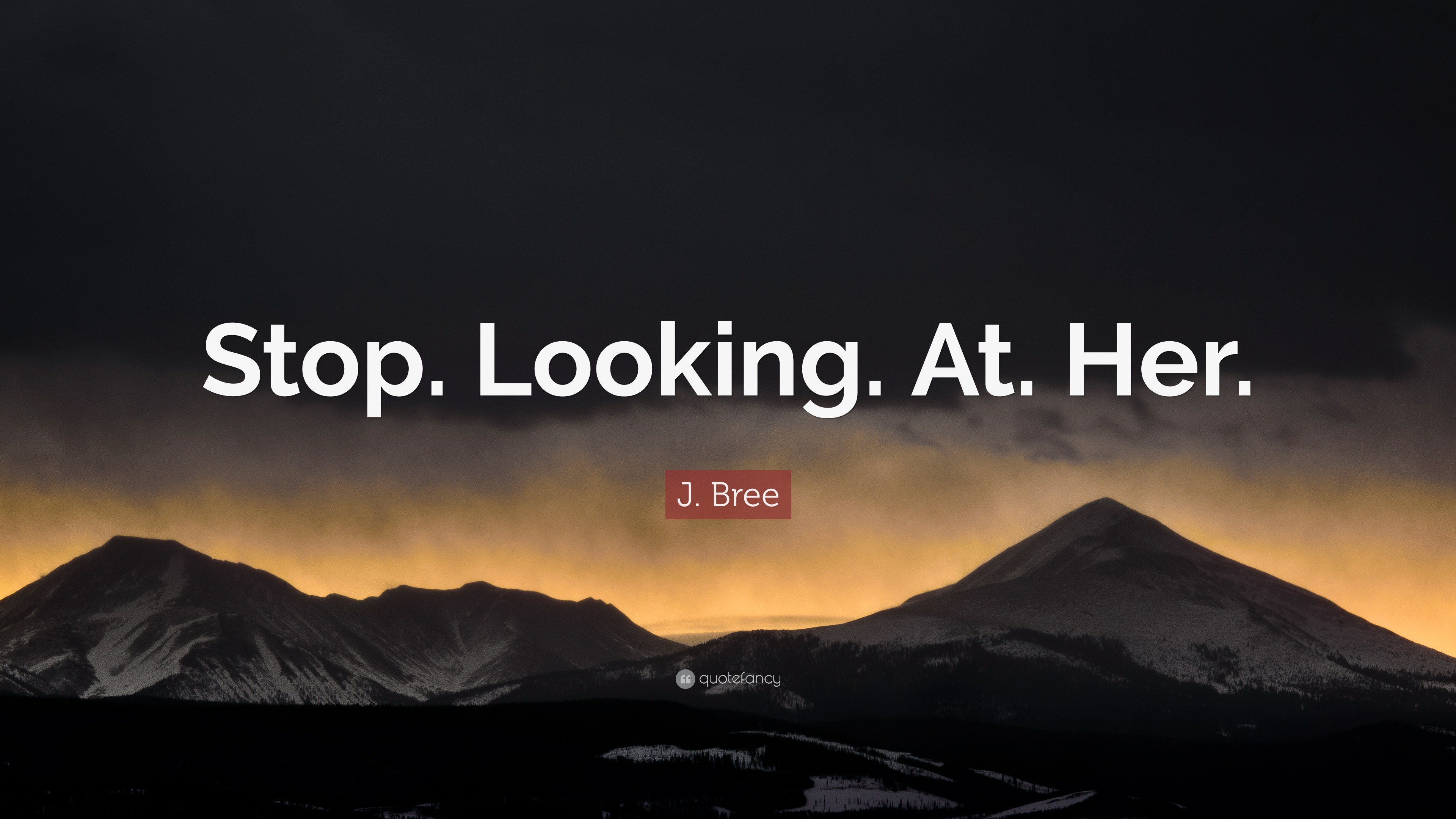 J. Bree Quote: “Stop. Looking. At. Her.”