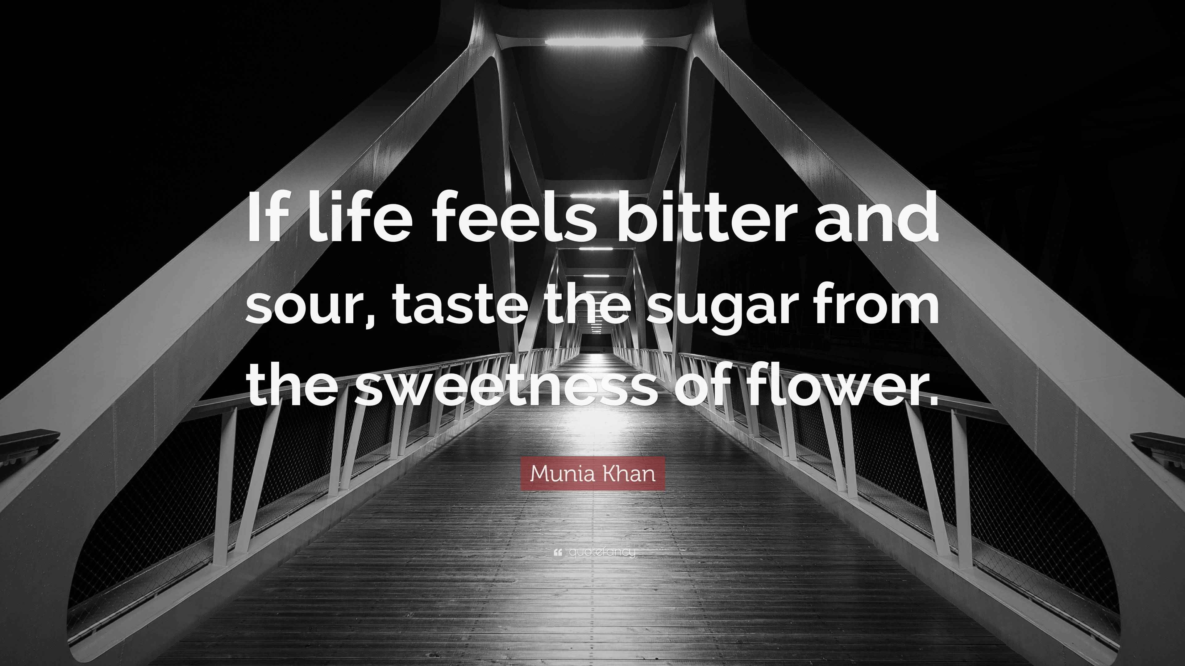 Munia Khan Quote: “If life feels bitter and sour, taste the sugar from ...