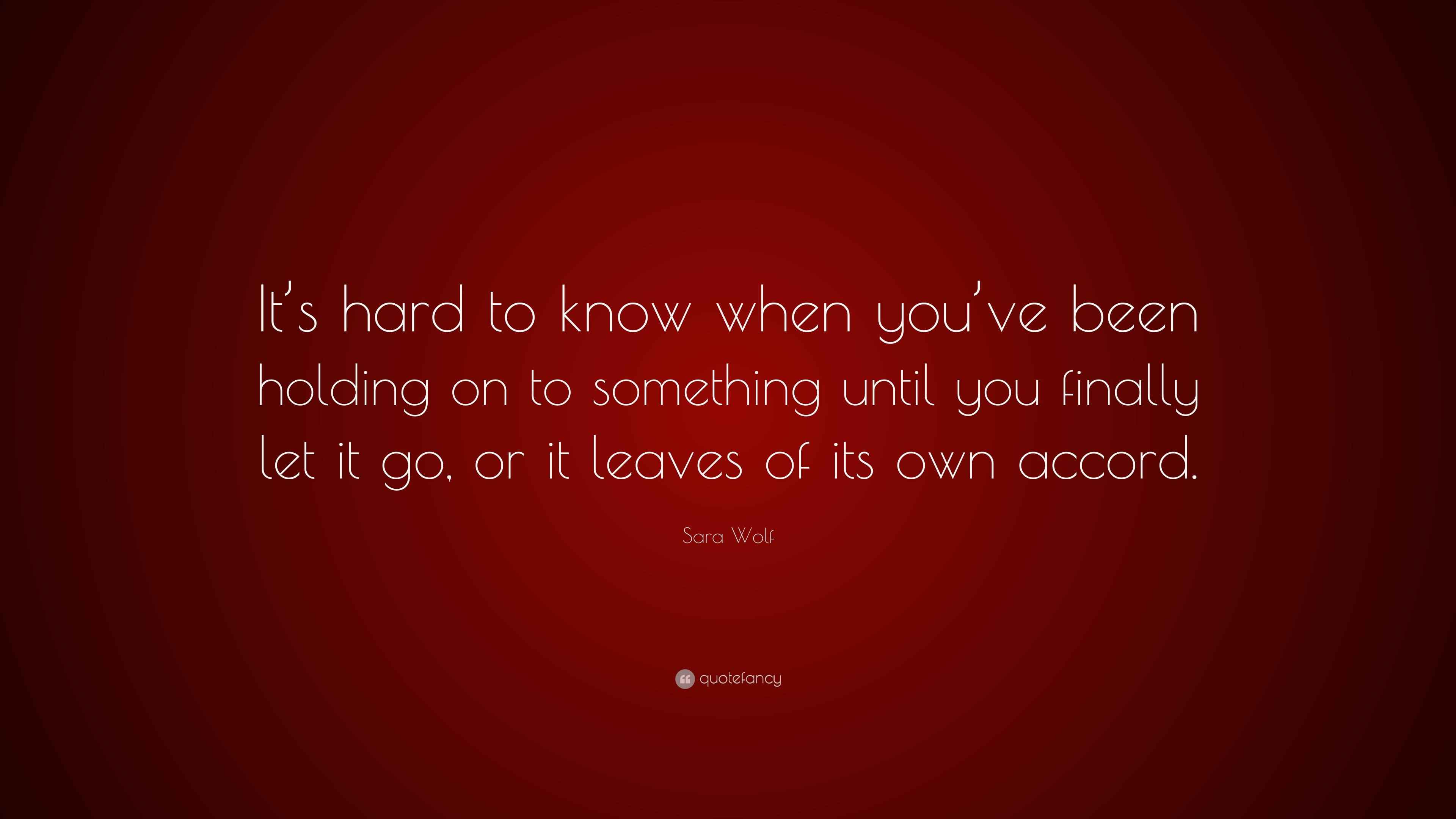 Sara Wolf Quote: “It’s hard to know when you’ve been holding on to ...