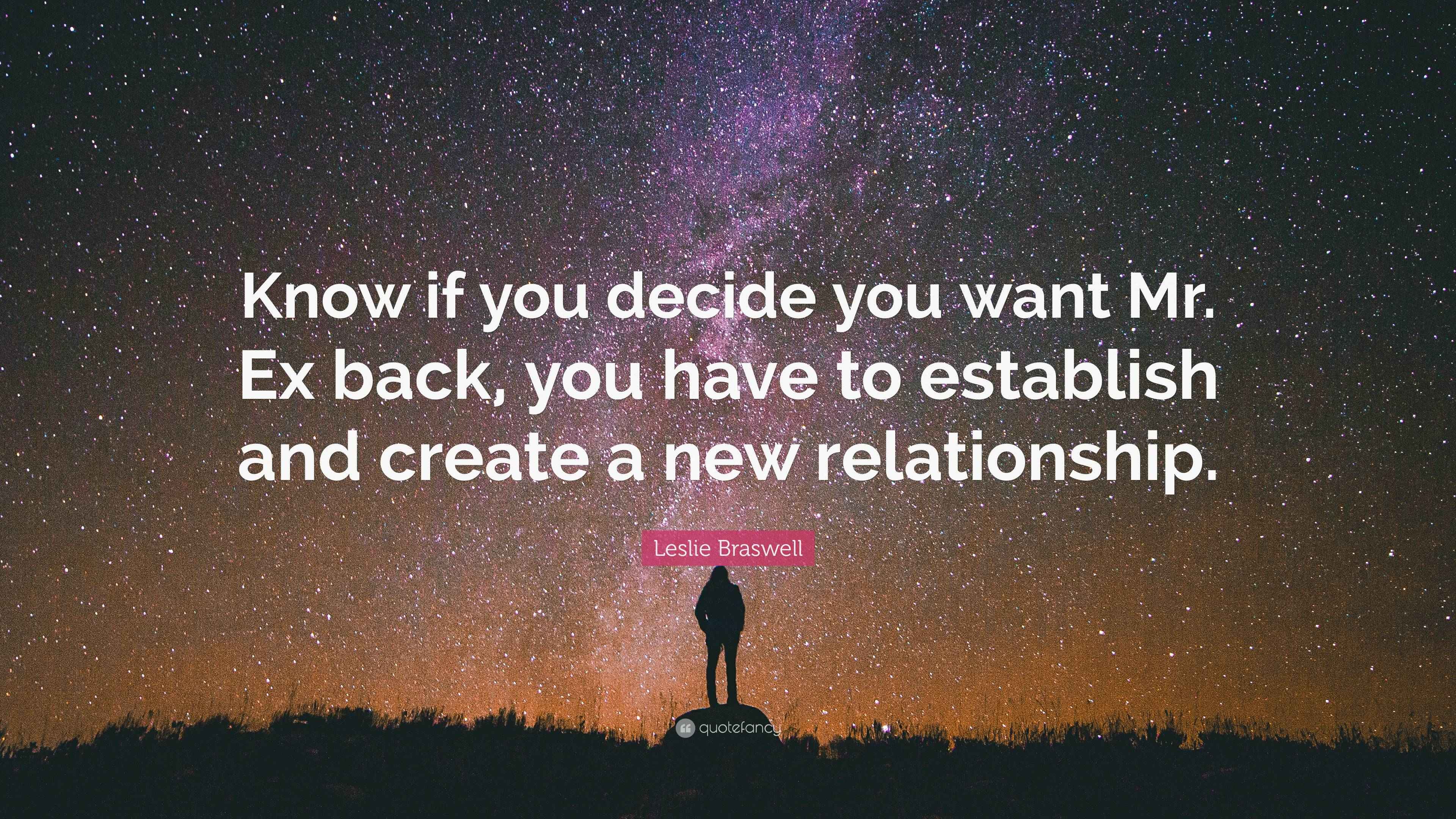Leslie Braswell Quote: “Know if you decide you want Mr. Ex back, you ...