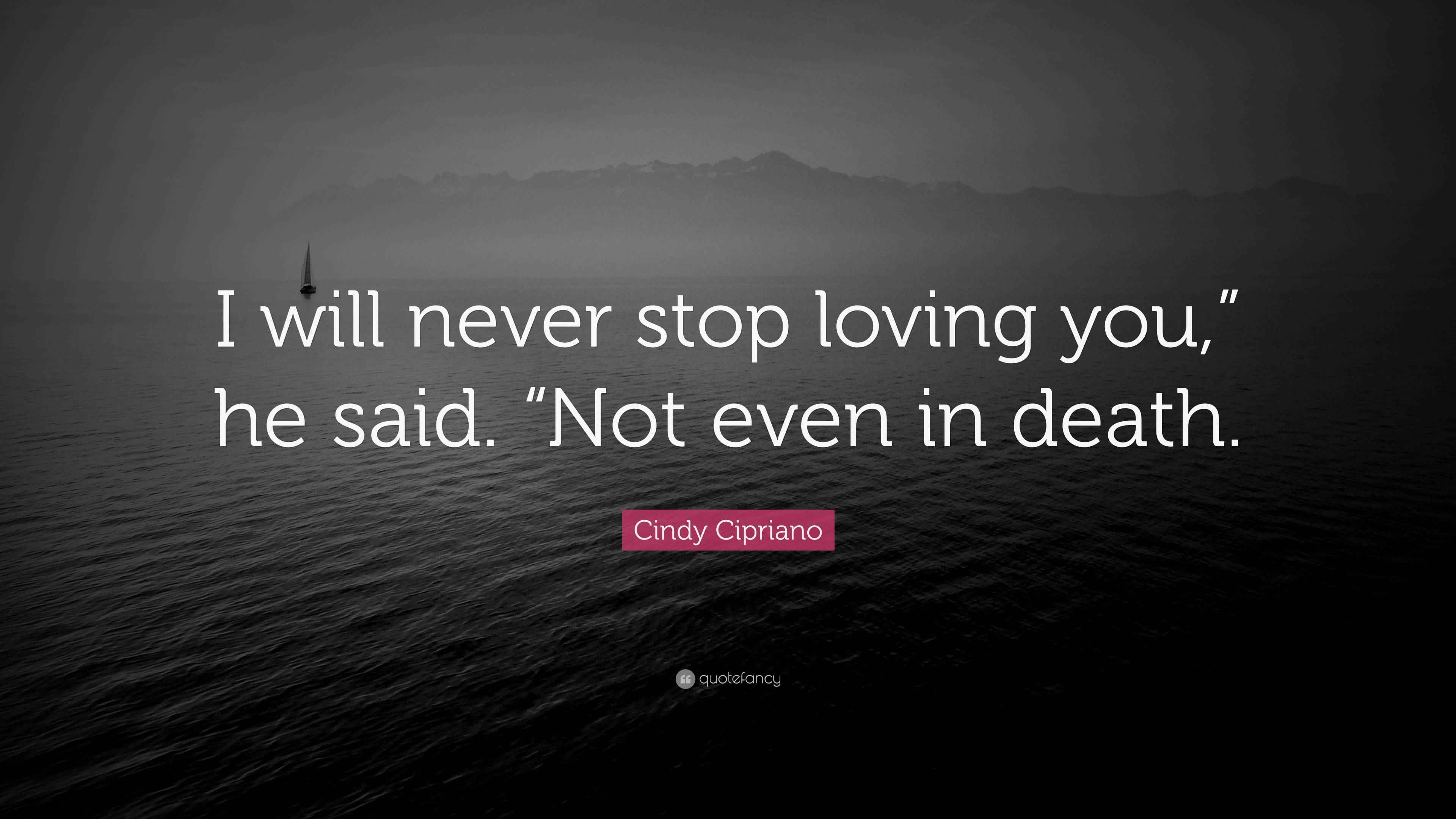 Cindy Cipriano Quote: “I will never stop loving you,” he said. “Not ...