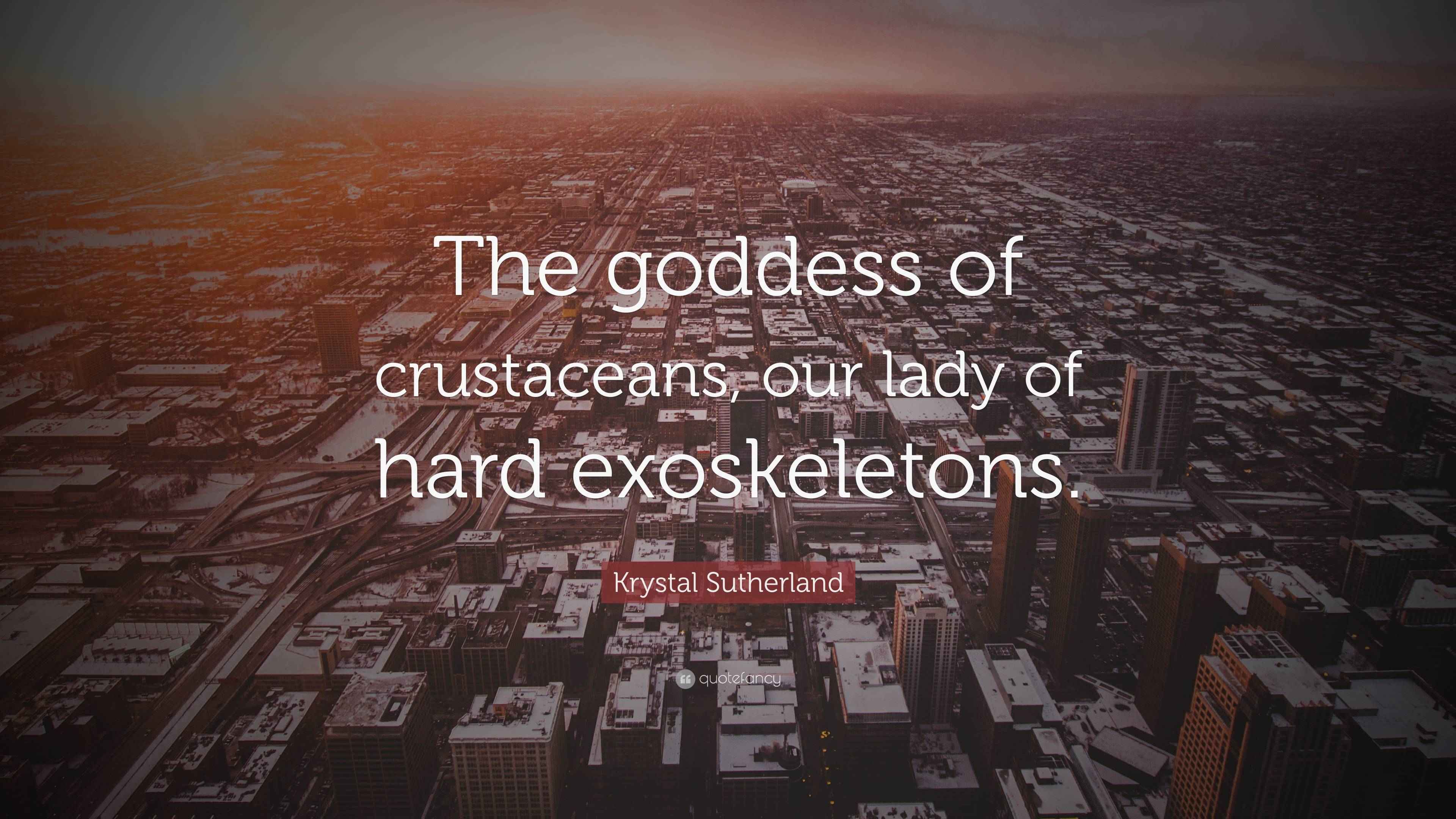 Krystal Sutherland Quote: “The goddess of crustaceans, our lady of hard ...