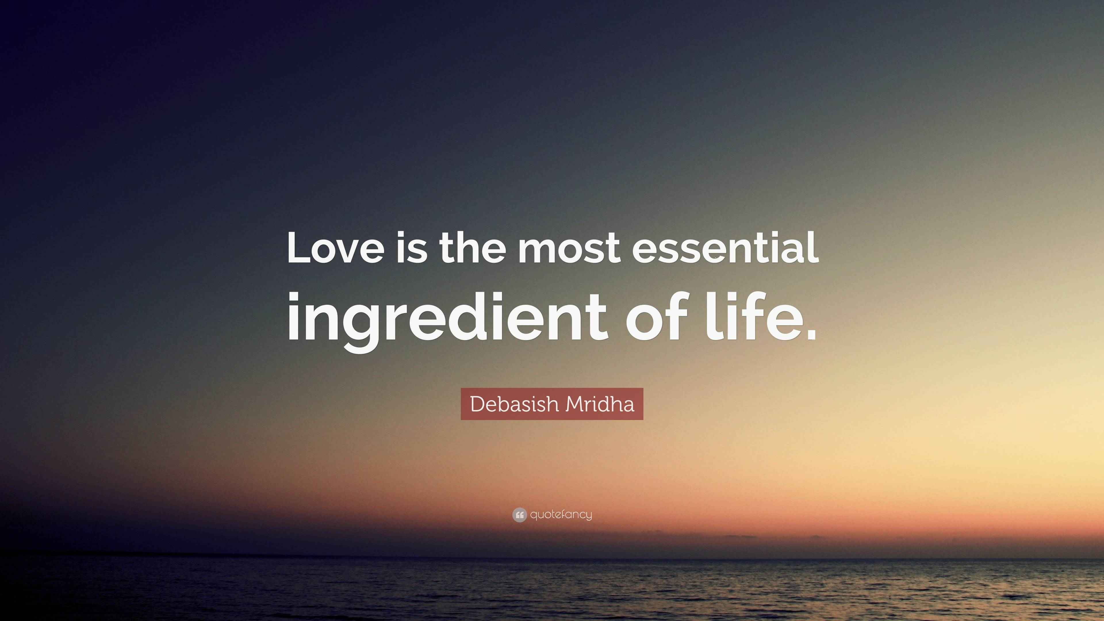 Debasish Mridha Quote: “Love is the most essential ingredient of life.”