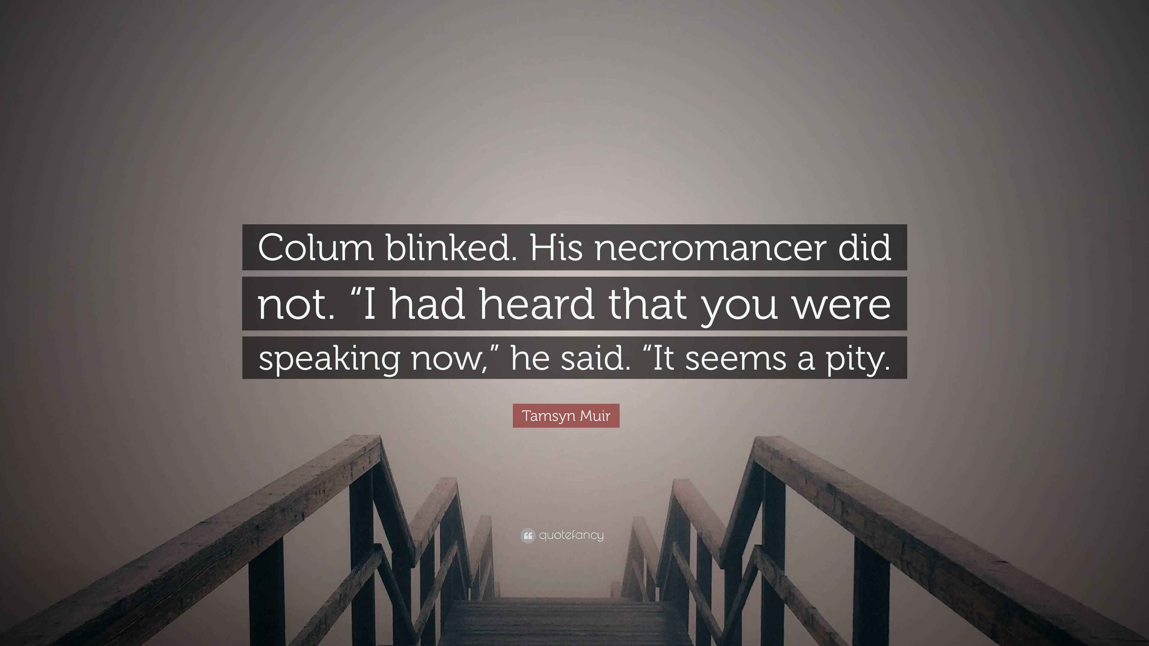 Tamsyn Muir Quote: “Colum blinked. His necromancer did not. “I had ...