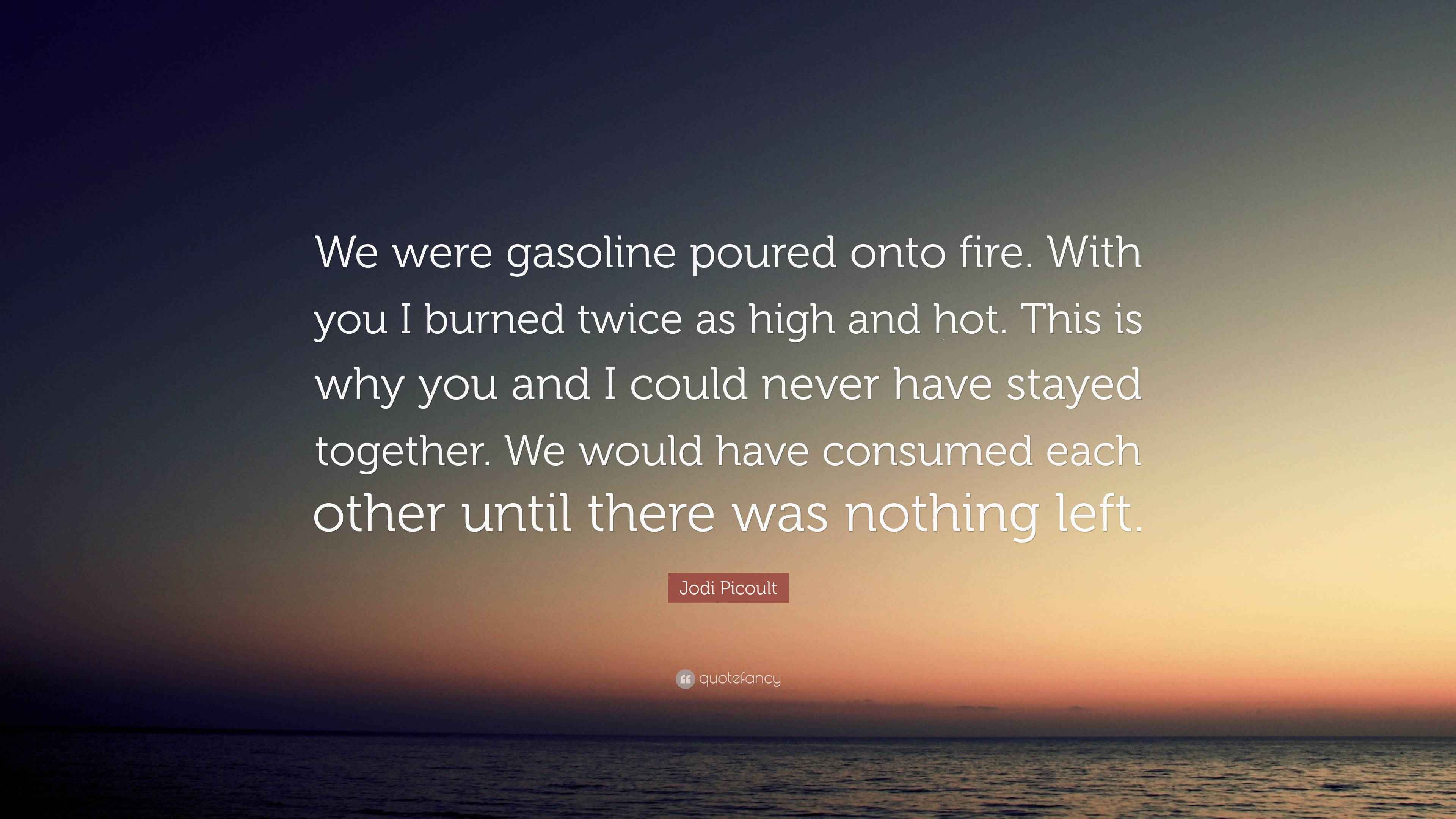 Jodi Picoult Quote: “We were gasoline poured onto fire. With you I ...