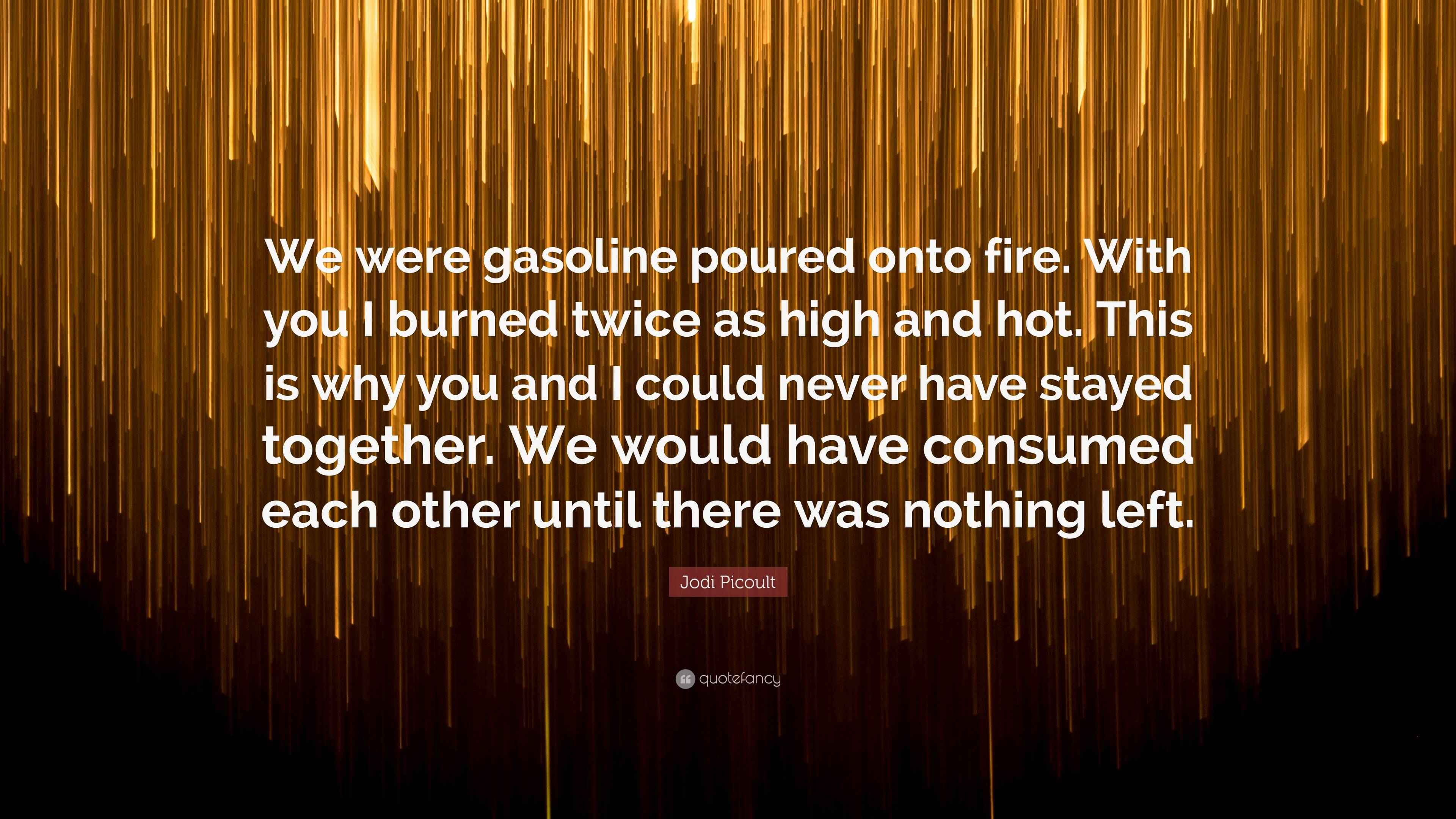 Jodi Picoult Quote: “We were gasoline poured onto fire. With you I ...