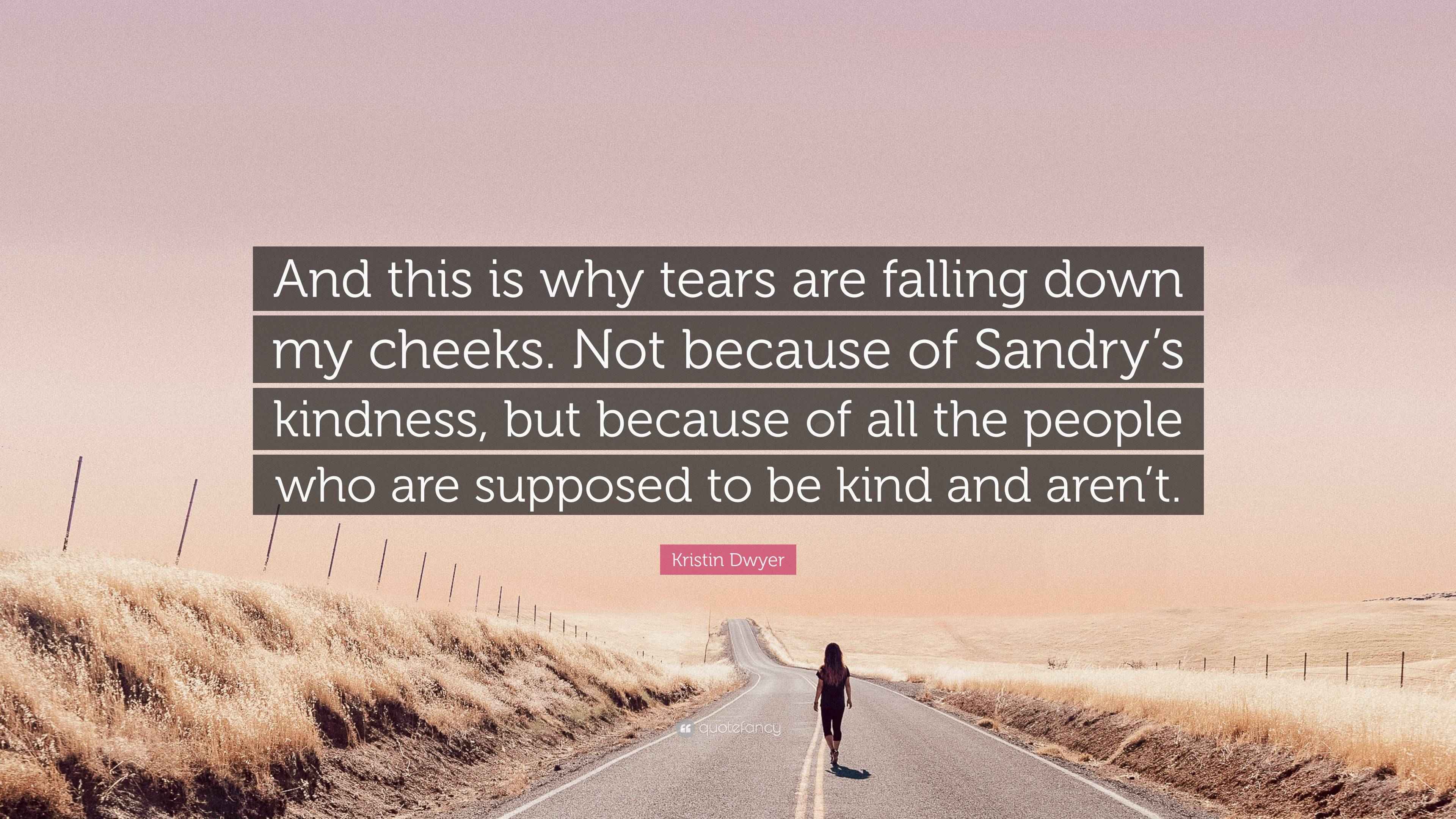 Kristin Dwyer Quote: “And this is why tears are falling down my cheeks ...