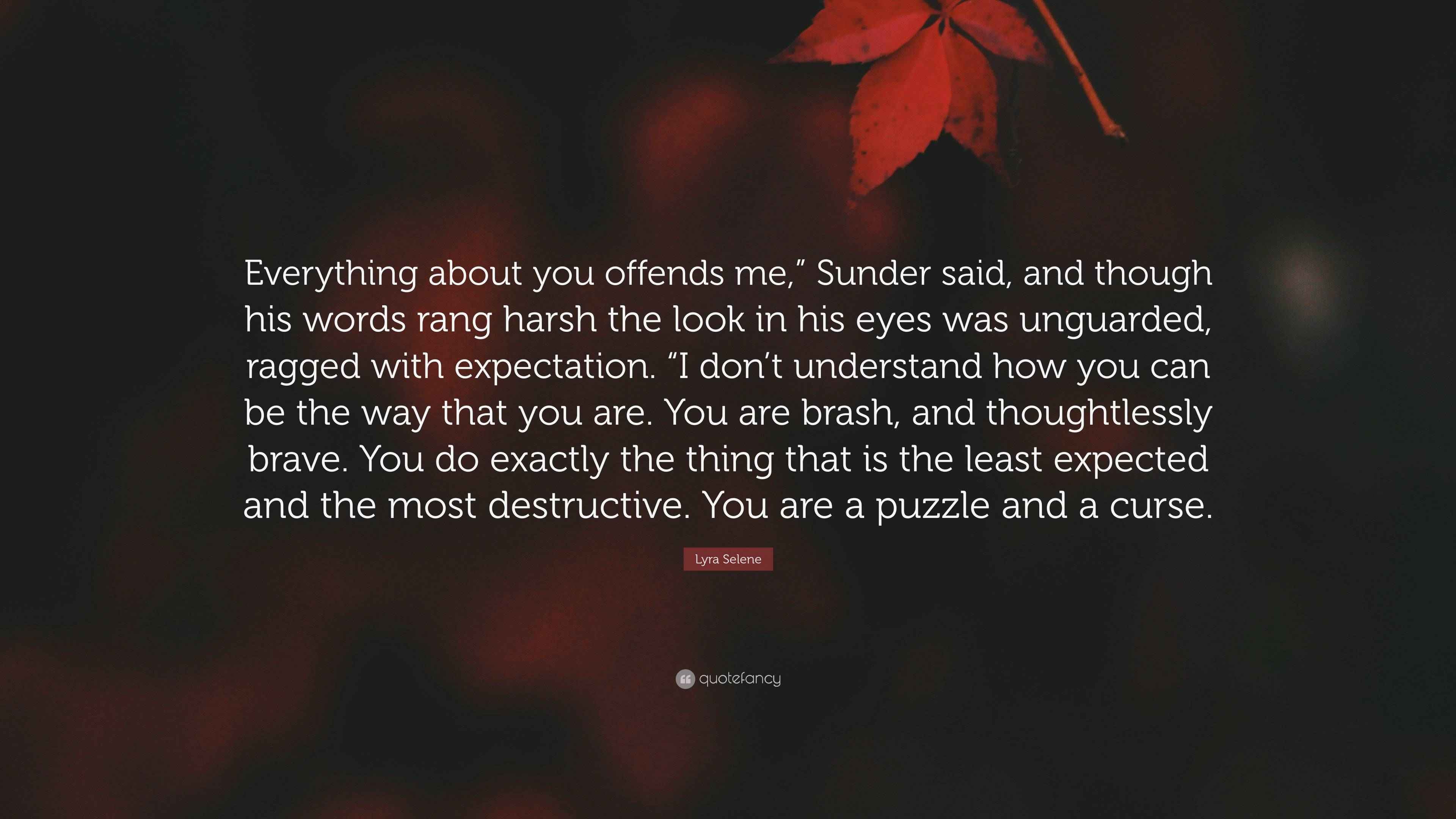 Lyra Selene Quote: “Everything about you offends me,” Sunder said, and ...
