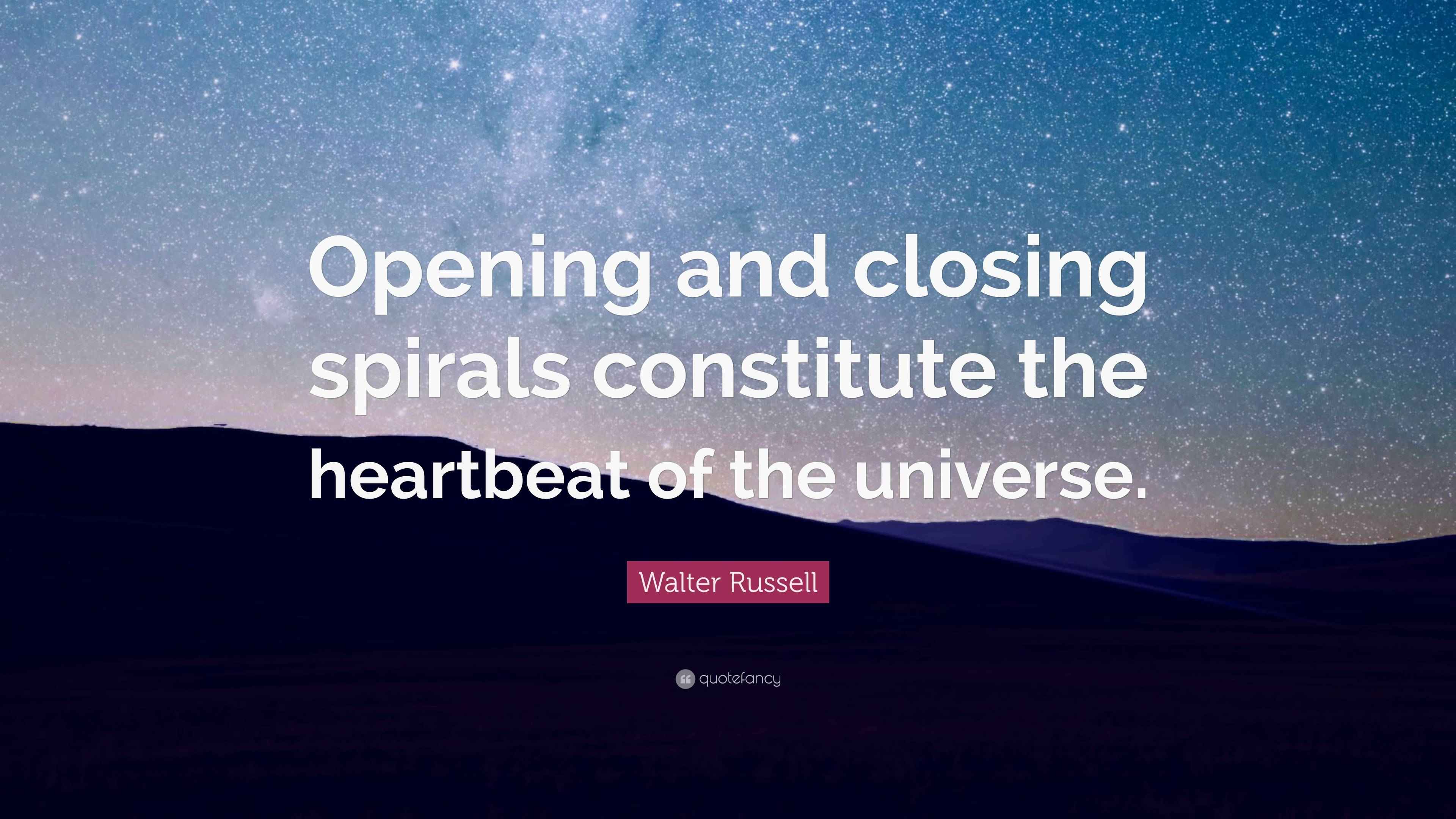 Walter Russell Quote: “Opening and closing spirals constitute the ...