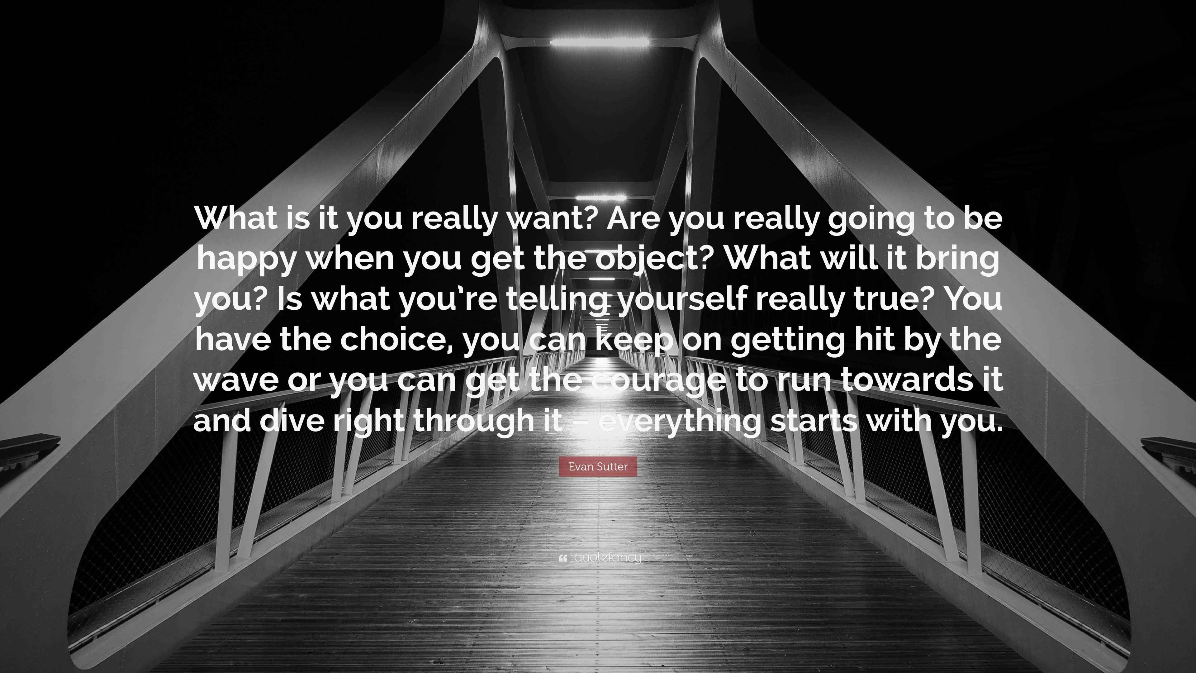 Evan Sutter Quote: “What is it you really want? Are you really going to ...