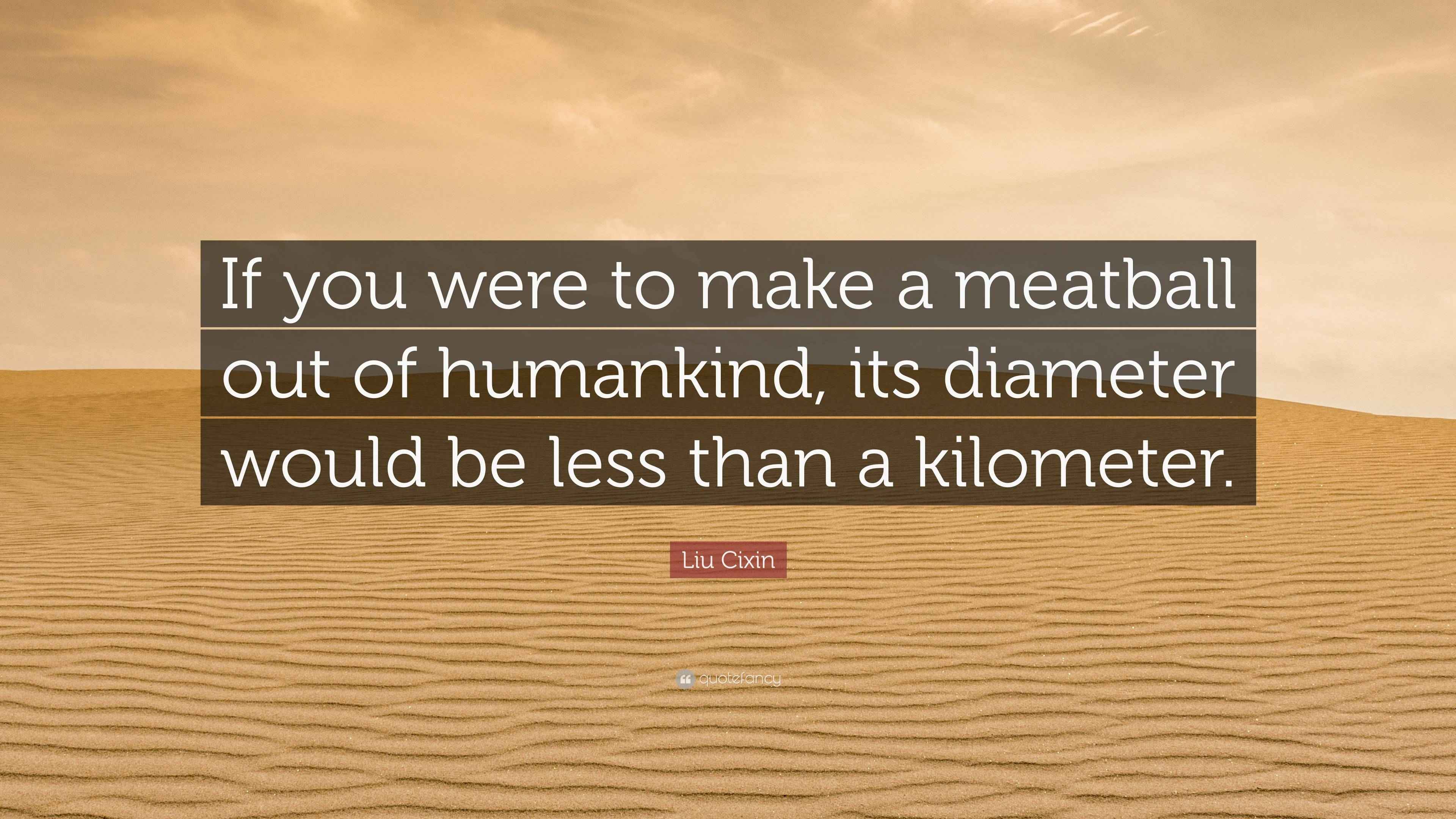 Liu Cixin Quote: “If you were to make a meatball out of humankind, its ...